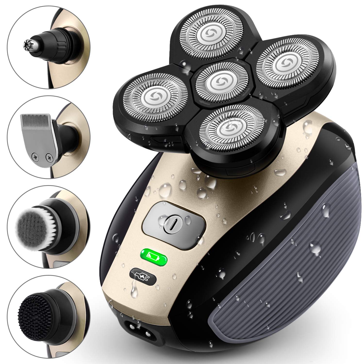 Electric Head Hair Shaver - Wet/Dry, Rechargeable, Cordless Razor with ...