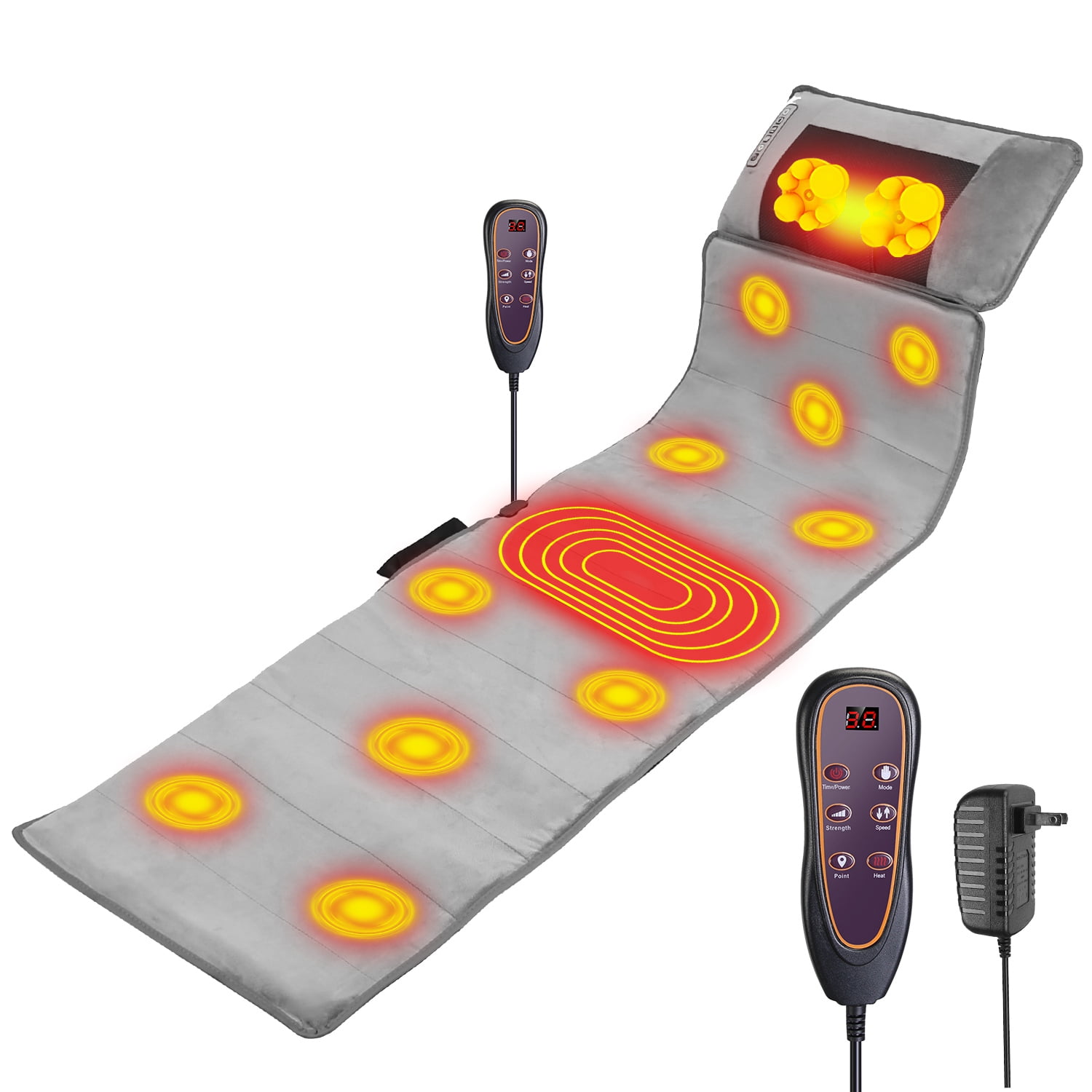Electric Heat Body Massage Mat Home Massage Pad w/ Massage Pillow Timer ...