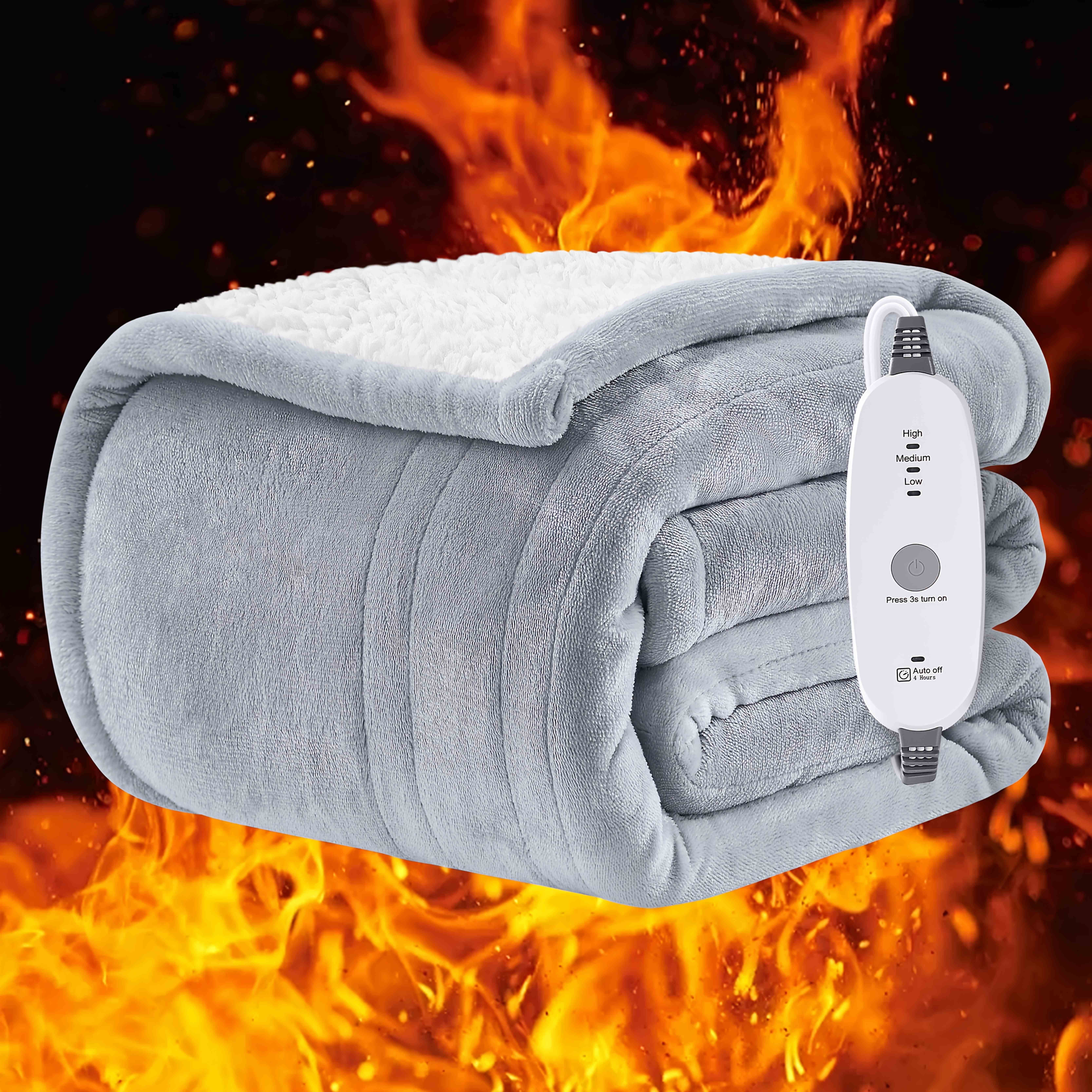 Electric Heated Blanket with 5 Heat Settings & 10-Hour Auto Shut-Off ...