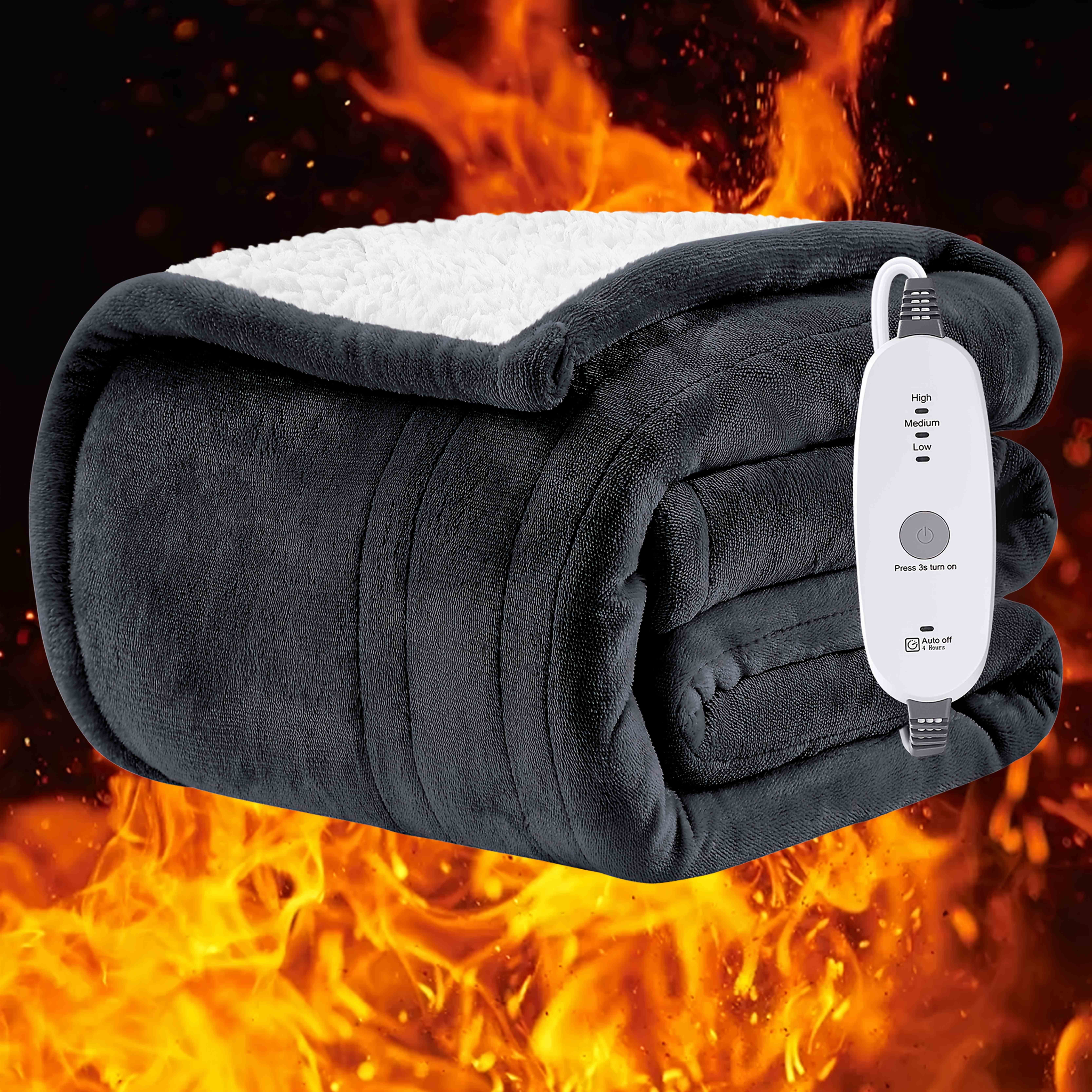 Electric Heated Blanket with 5 Heat Settings & 10-Hour Auto Shut-Off ...