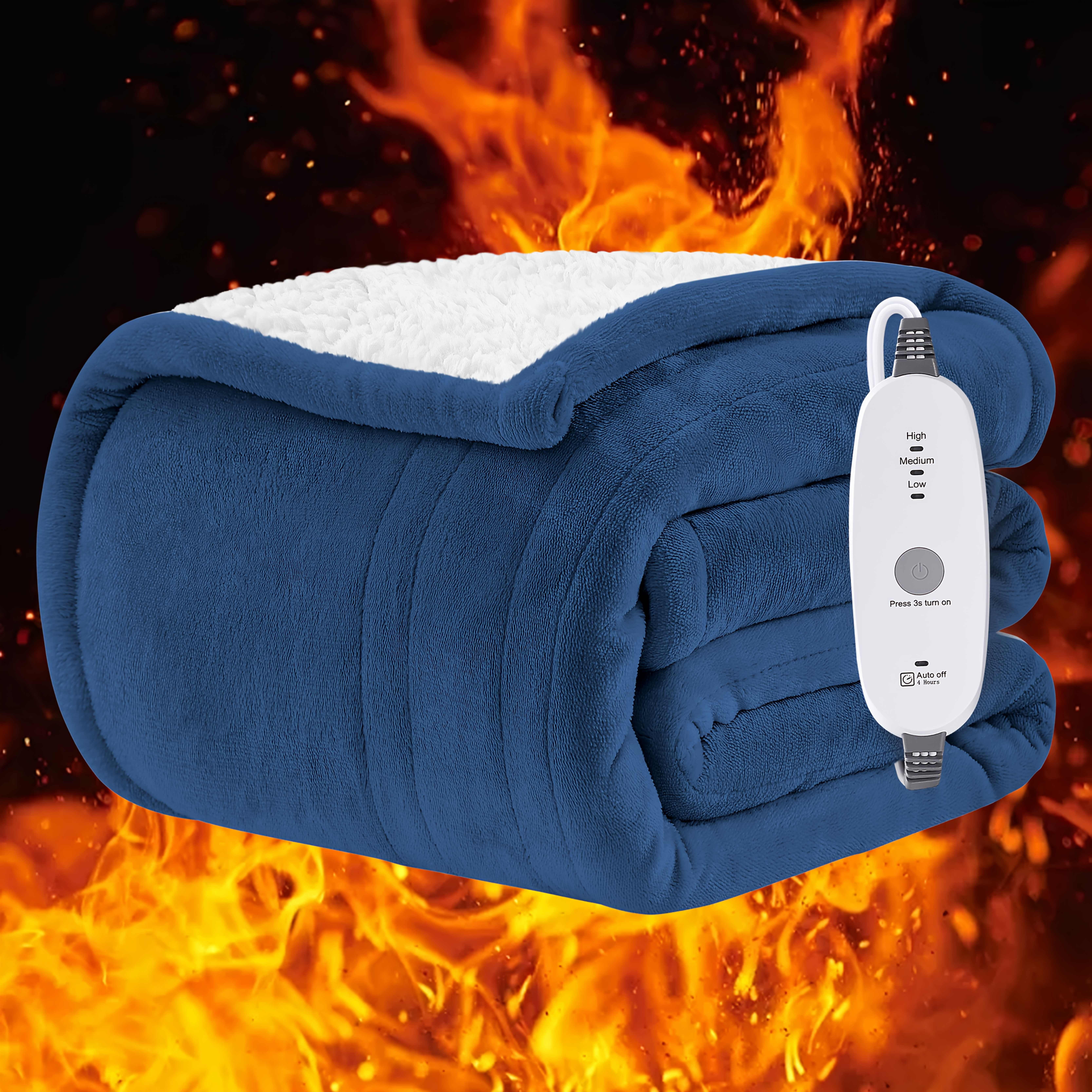 Electric Heated Blanket with 5 Heat Settings & 10-Hour Auto Shut-Off ...