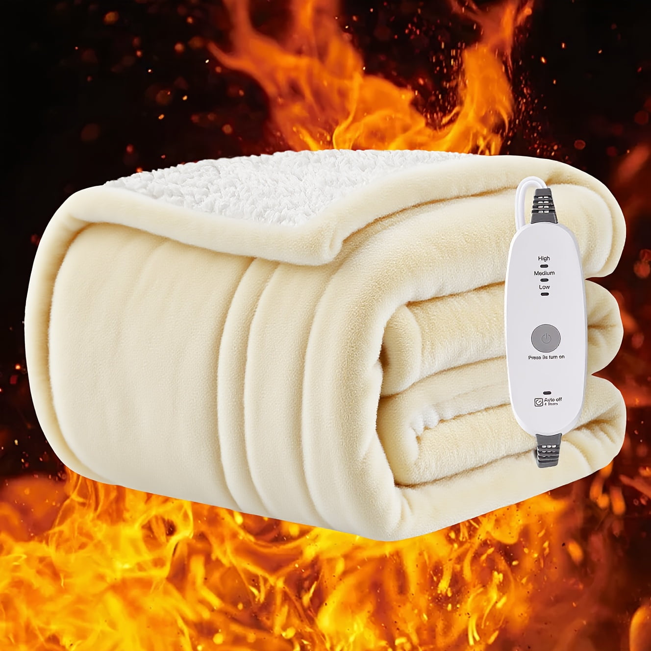 Electric Heated Blanket with 5 Heat Settings & 10-Hour Auto Shut-Off ...