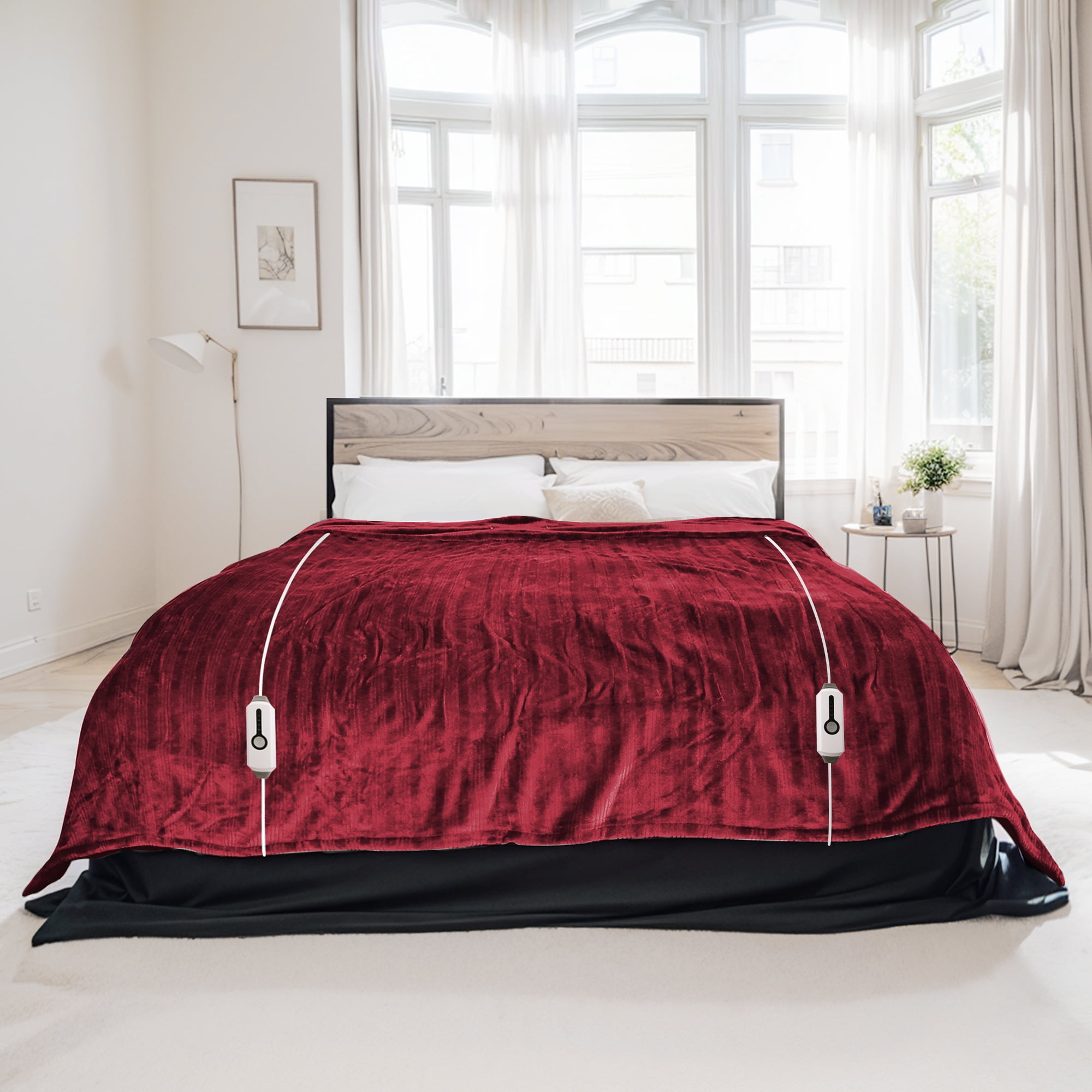 Electric Heated Blanket 84'' x 90'' Queen Size Flannel Machine Washable ...