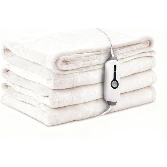 Electric Heated Blanket Full Size 72"x 84" White + Throw Size 50"x 60 ...