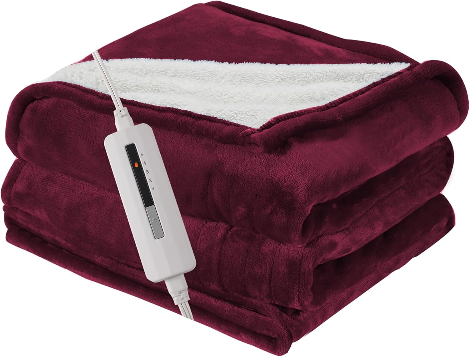 Electric Heated Blanket King Size 90"x100" - Dual-Sided with Flannel, 4 ...