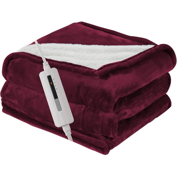 Electric Heated Blanket King Size 90"x100" - Dual-Sided with Flannel, 4 ...