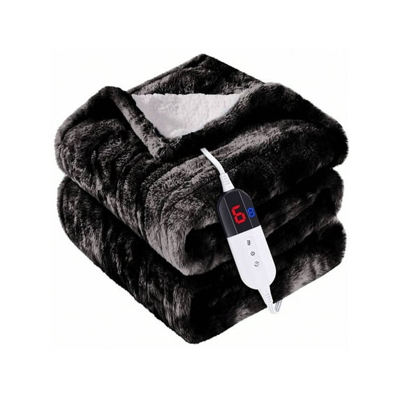 Electric Heated Blanket, Perfect Christmas Gift, Soft Flannel & Sherpa ...