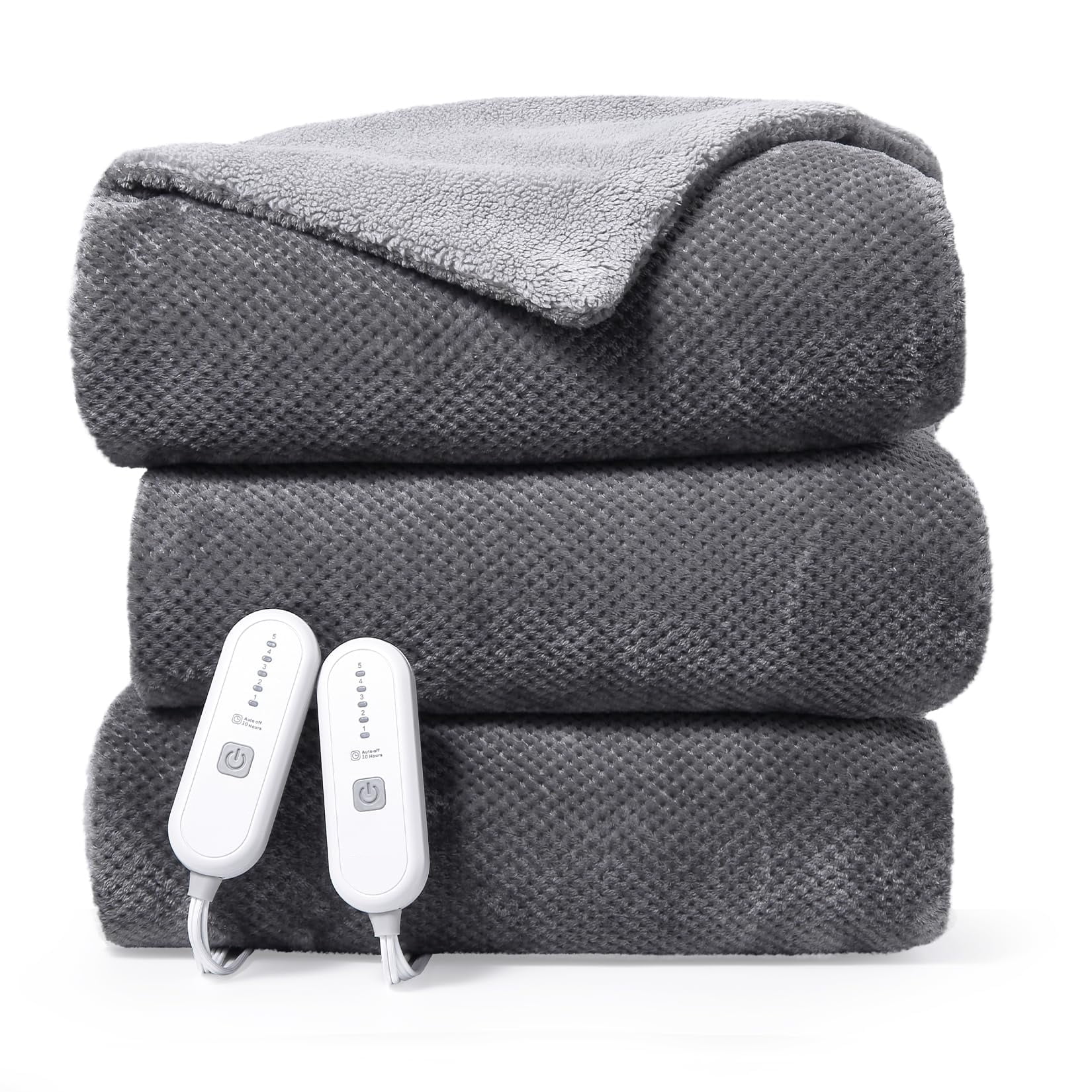 Electric Heated Blanket Queen Size 84"x90", Dual Control Soft Ribbed ...