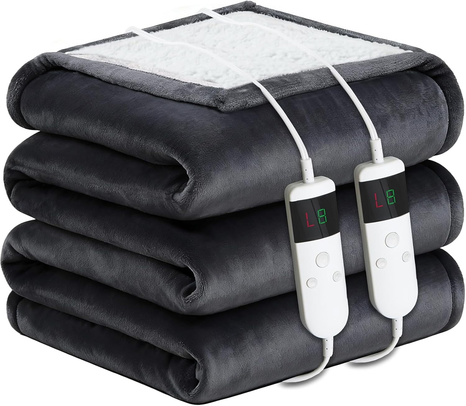 Electric Heated Blanket Queen Size 84''x90'' Soft Flannel & Sherpa ...