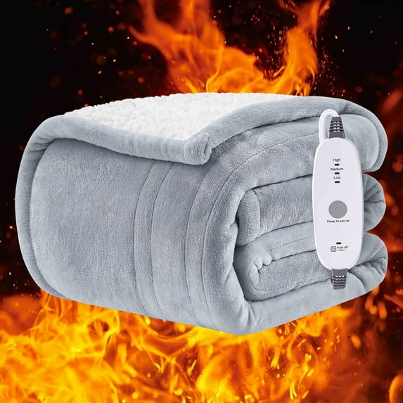 Electric Heated Blanket, Soft Flannel Blanket with 5 Heat Settings, 10 ...