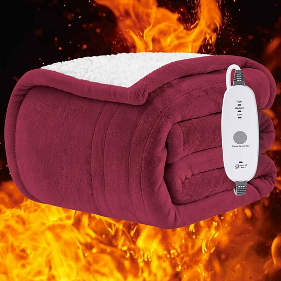 Electric Heated Blanket, Soft Flannel Blanket with 5 Heat Settings, 10 ...
