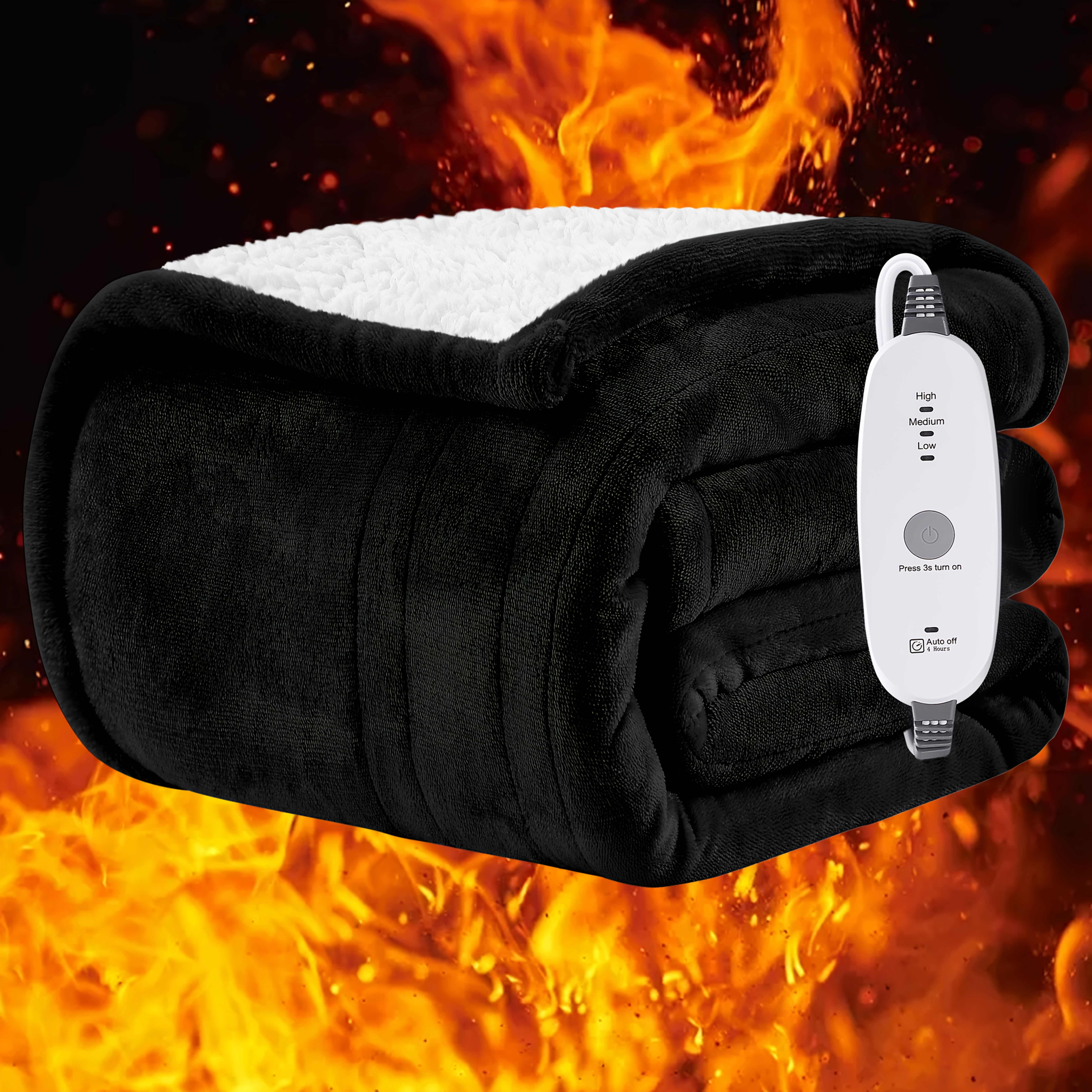 Electric Heated Blanket, Soft Flannel Blanket with 5 Heat Settings, 10 ...