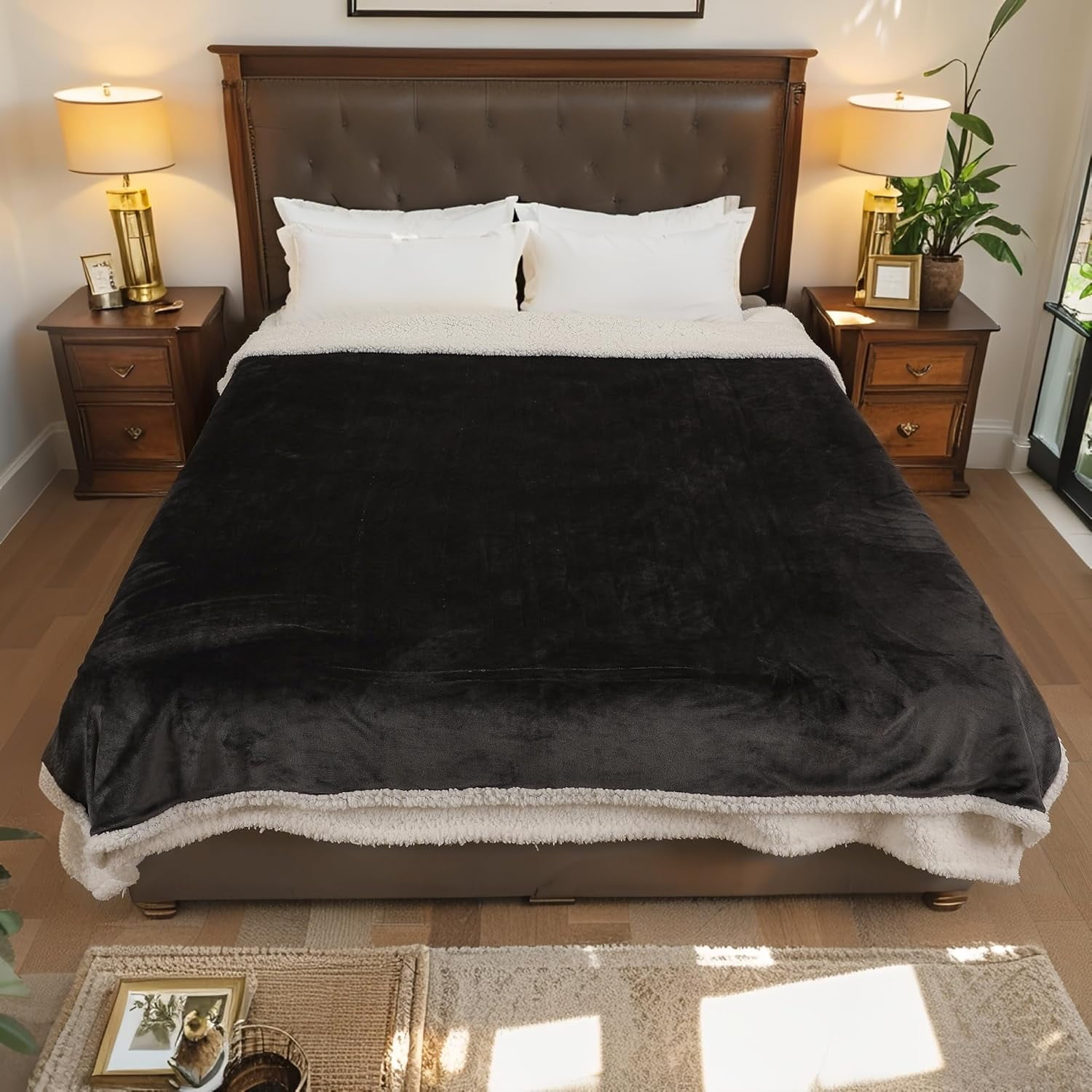 Electric Heated Blanket Throw Size, Dark Grey & Blue-White-Red Plaid ...