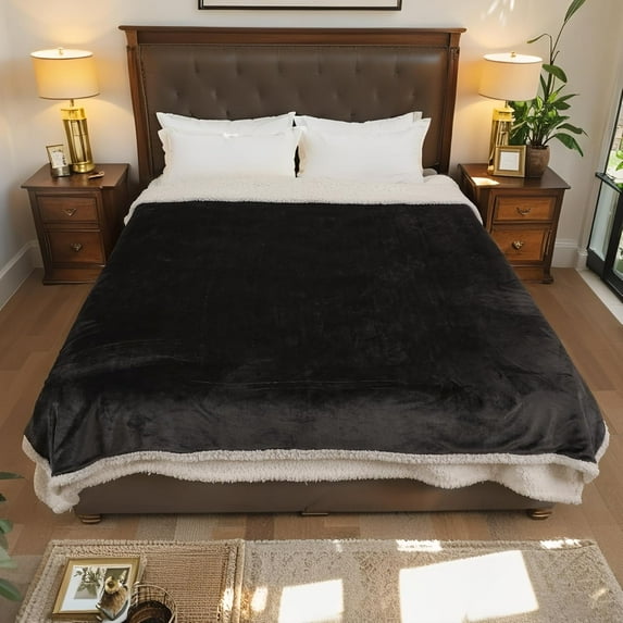 Electric Heated Blanket Throw Size, Dark Grey & Blue-White-Red Plaid ...