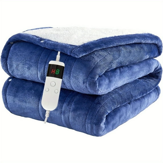 Electric Heated Flannel Sherpa Throw Blanket - 10 Heat Settings 8H Auto ...