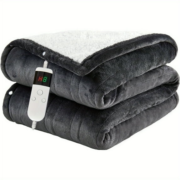 Electric Heated Flannel Sherpa Throw Blanket - 10 Heat Settings 8H Auto ...