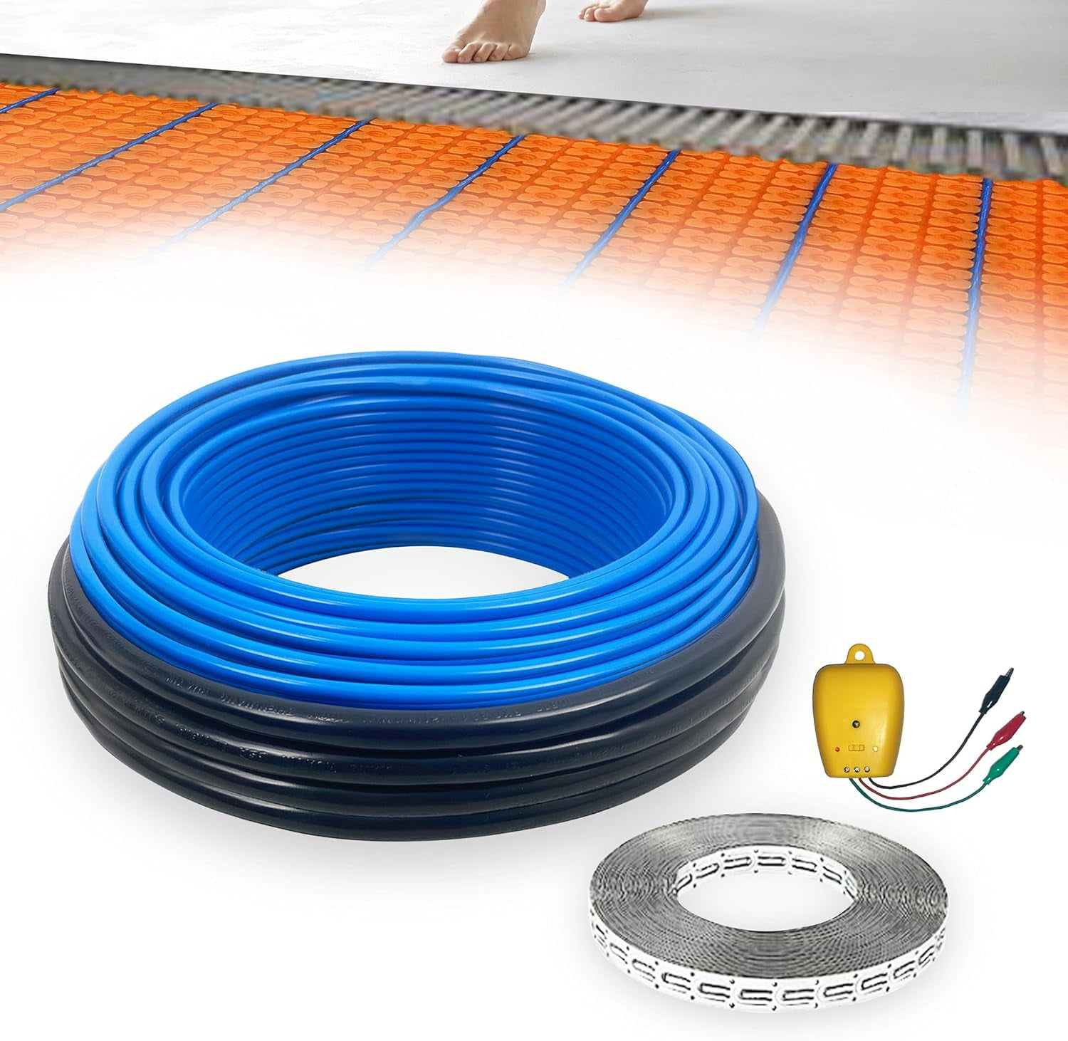 Electric Heated Floor Cable Underfloor Heating System Kit with Cable ...