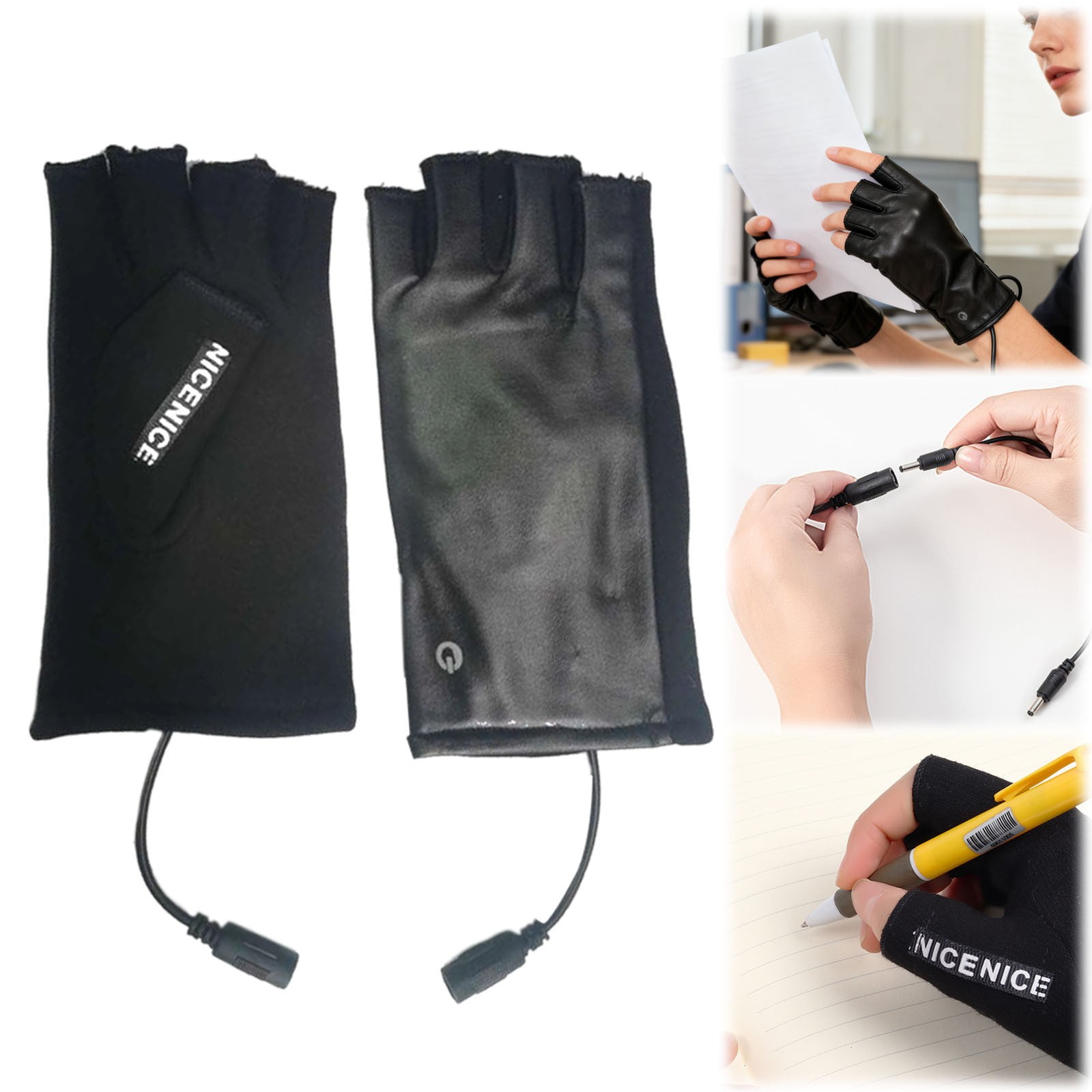 Electric Heated Gloves, Fingerless USB Rechargeable with Touchscreen ...