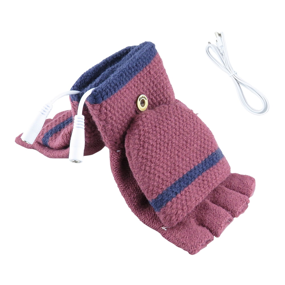 Electric Heated Gloves USB Charging Mittens for Climbing Hiking (Bean ...