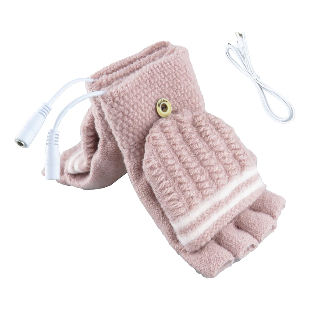 Electric Heated Half-Finger Gloves USB Charging for Climbing Hiking ...