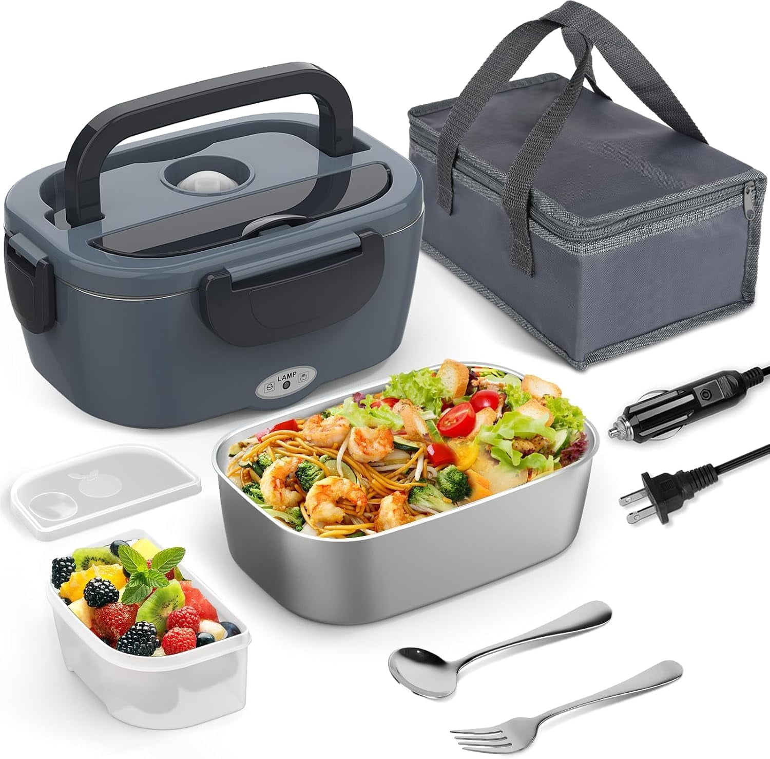 Electric Heated Lunch Box for Car, Truck, Home – 1.5L 60-80W Portable ...