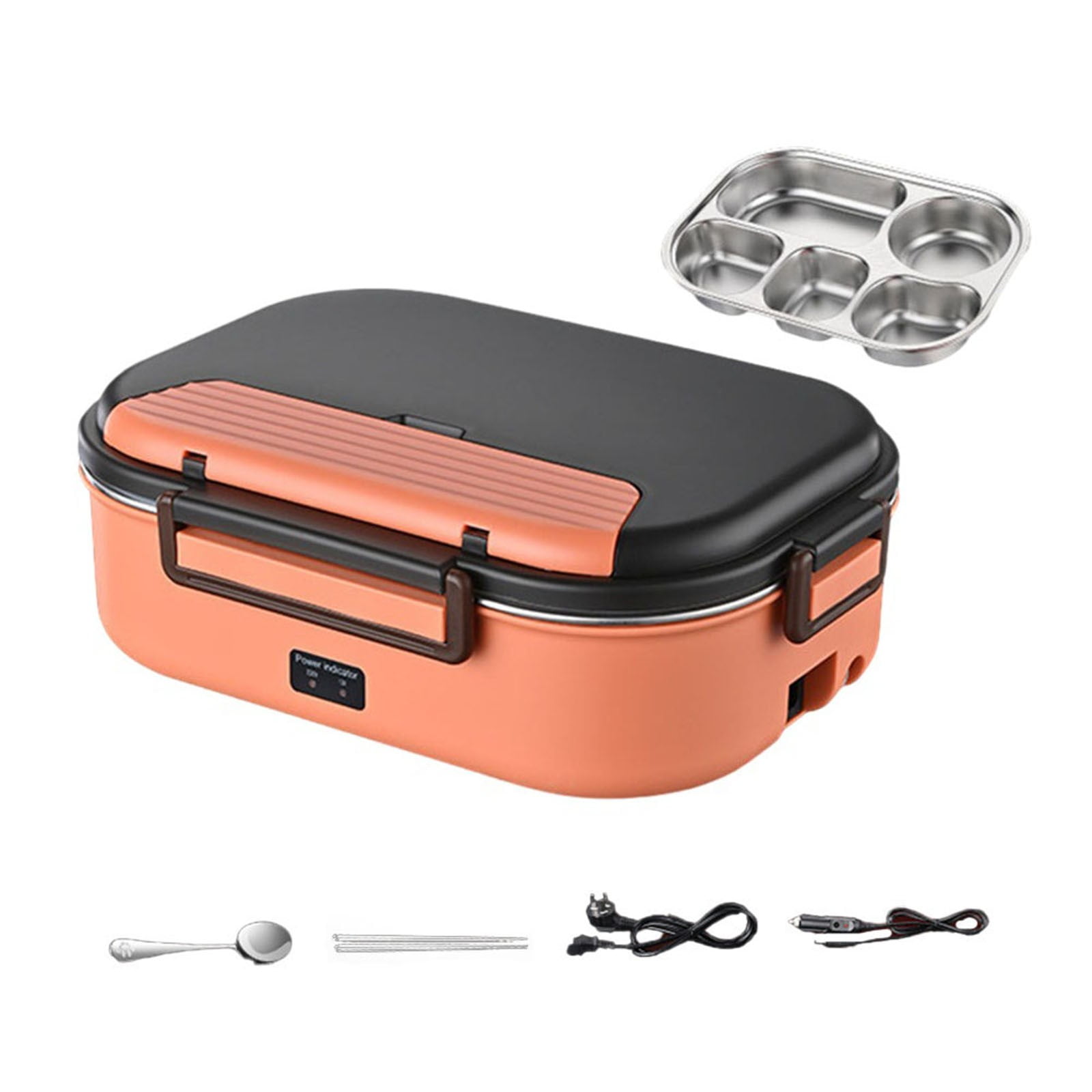 Electric Heated Lunch Box Insulation Bento Stainless Steel Food Heater ...