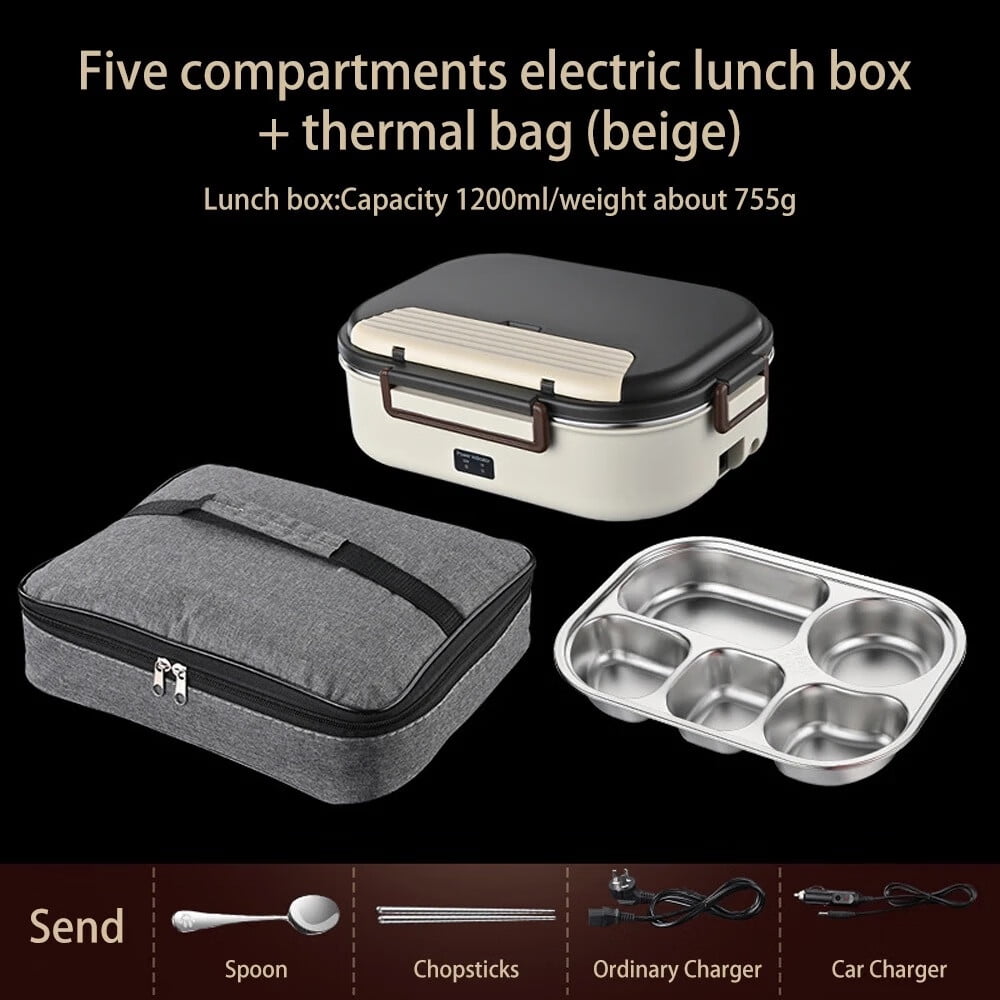 Electric Heated Lunch Box, Stainless Steel Food Insulation Bento Lunch ...