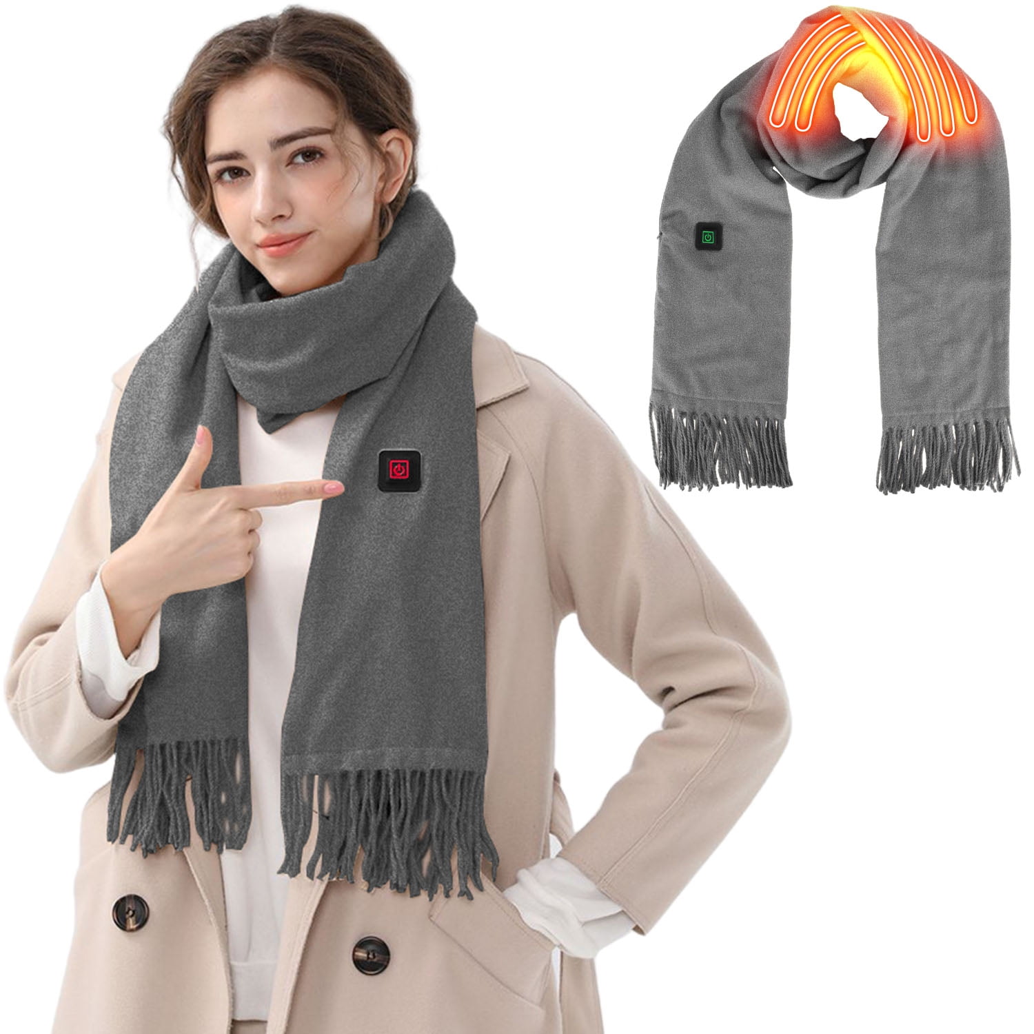 Electric Heated Scarf TeqHome Unisex Heated Neck Scarves USB ...