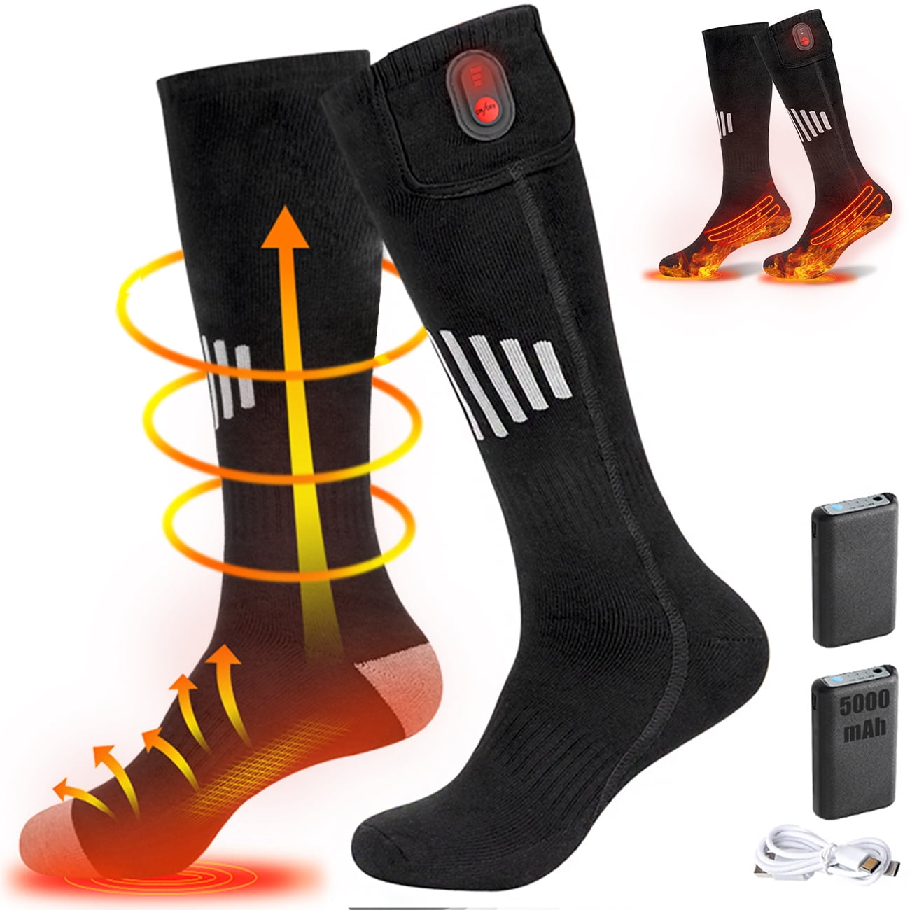 Electric Heated Socks，5000mAh Heated Socks for Men and Women ...