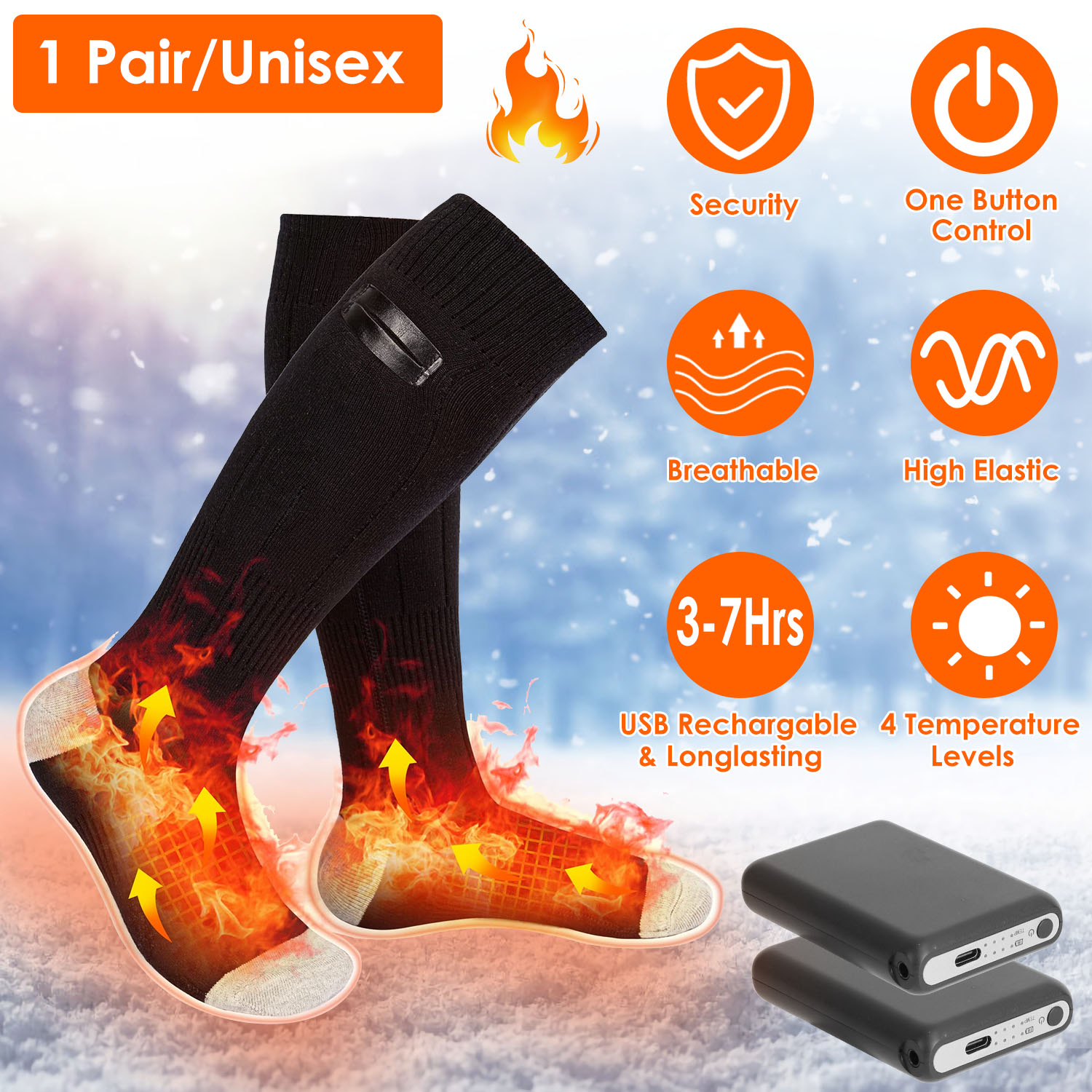 Electric Heated Socks Rechargeable Battery Powered Heated Socks for Men ...