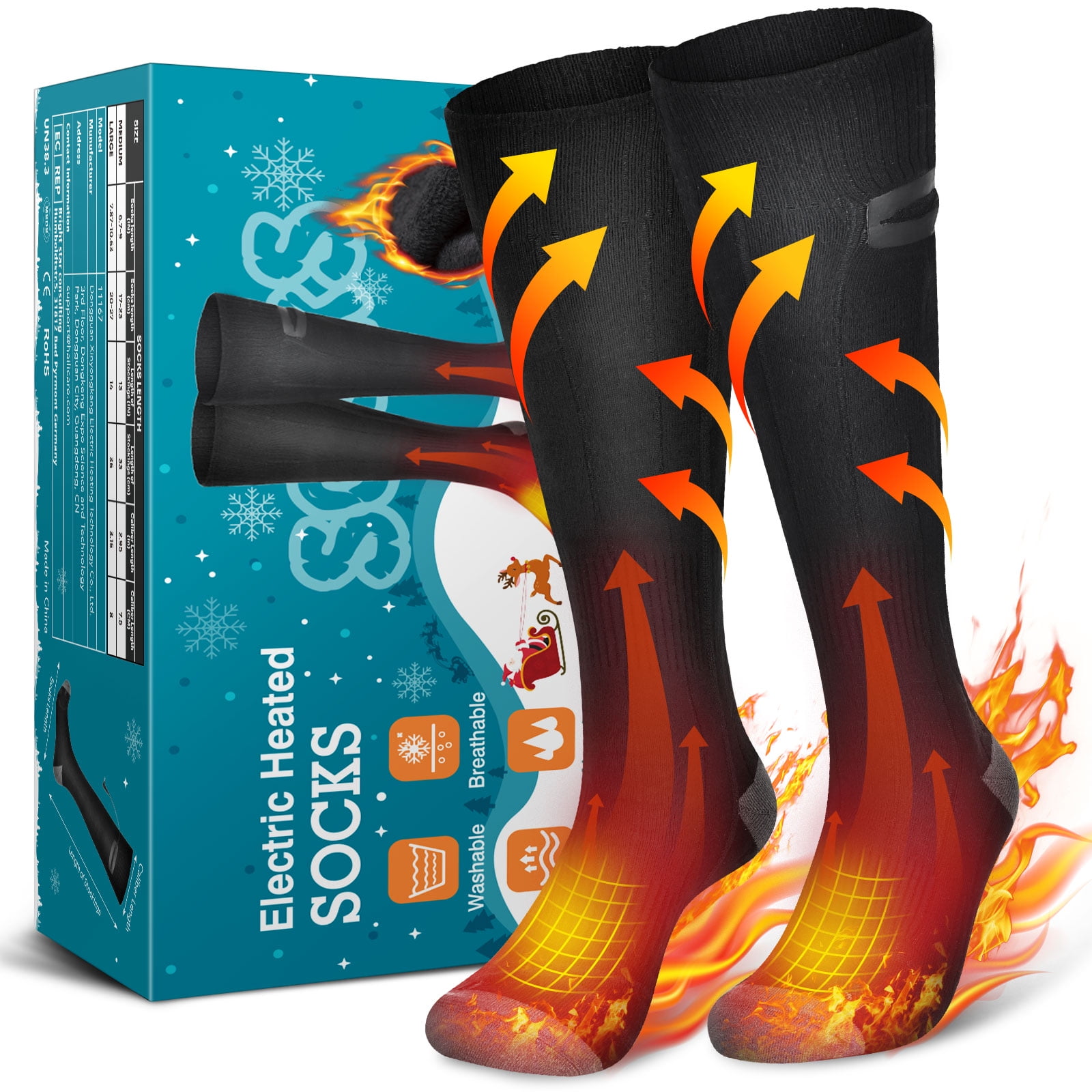 Electric Heated Socks Rechargeable Heated Socks for Women Men, 4000mAh ...