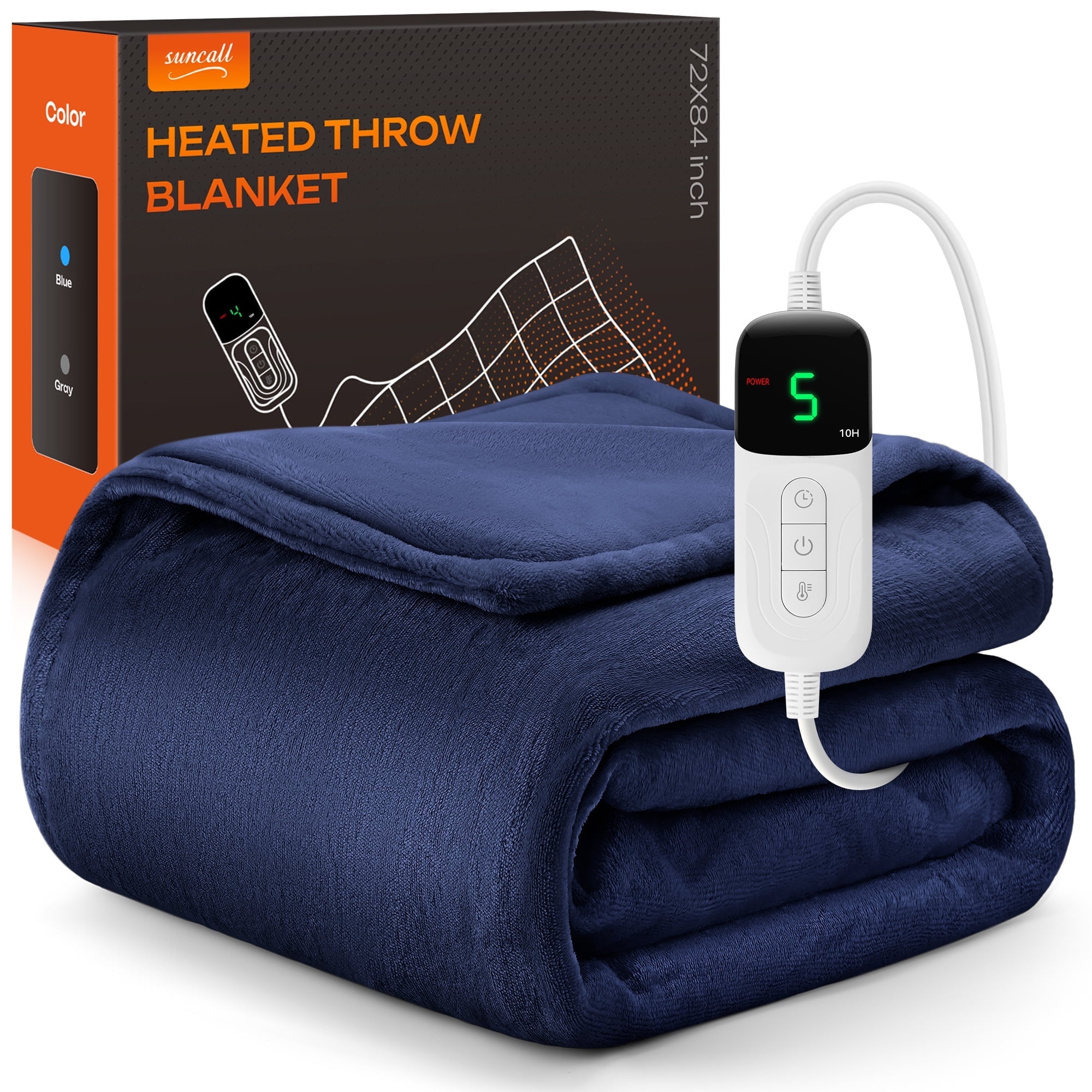 Electric Heated Throw Blanket 72"x84" – 5 Heat Levels, 2-10H Auto-Off ...