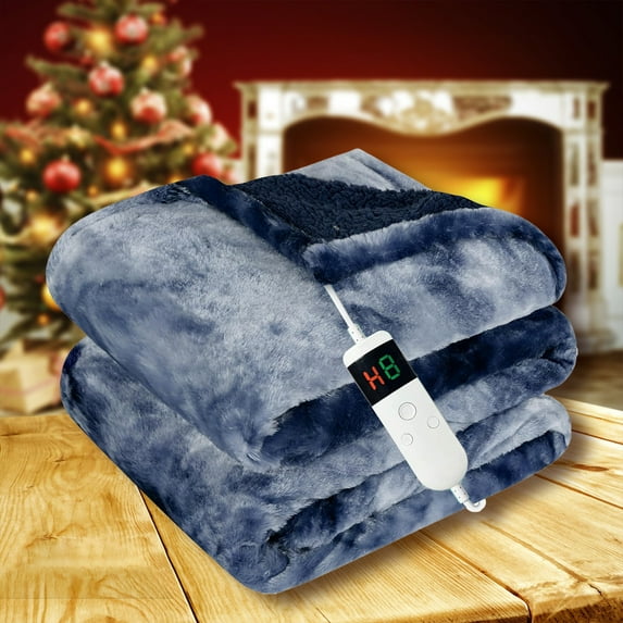 Electric Heated Throw Blanket Blue Tie-Dye Soft Flannel - Digital ...