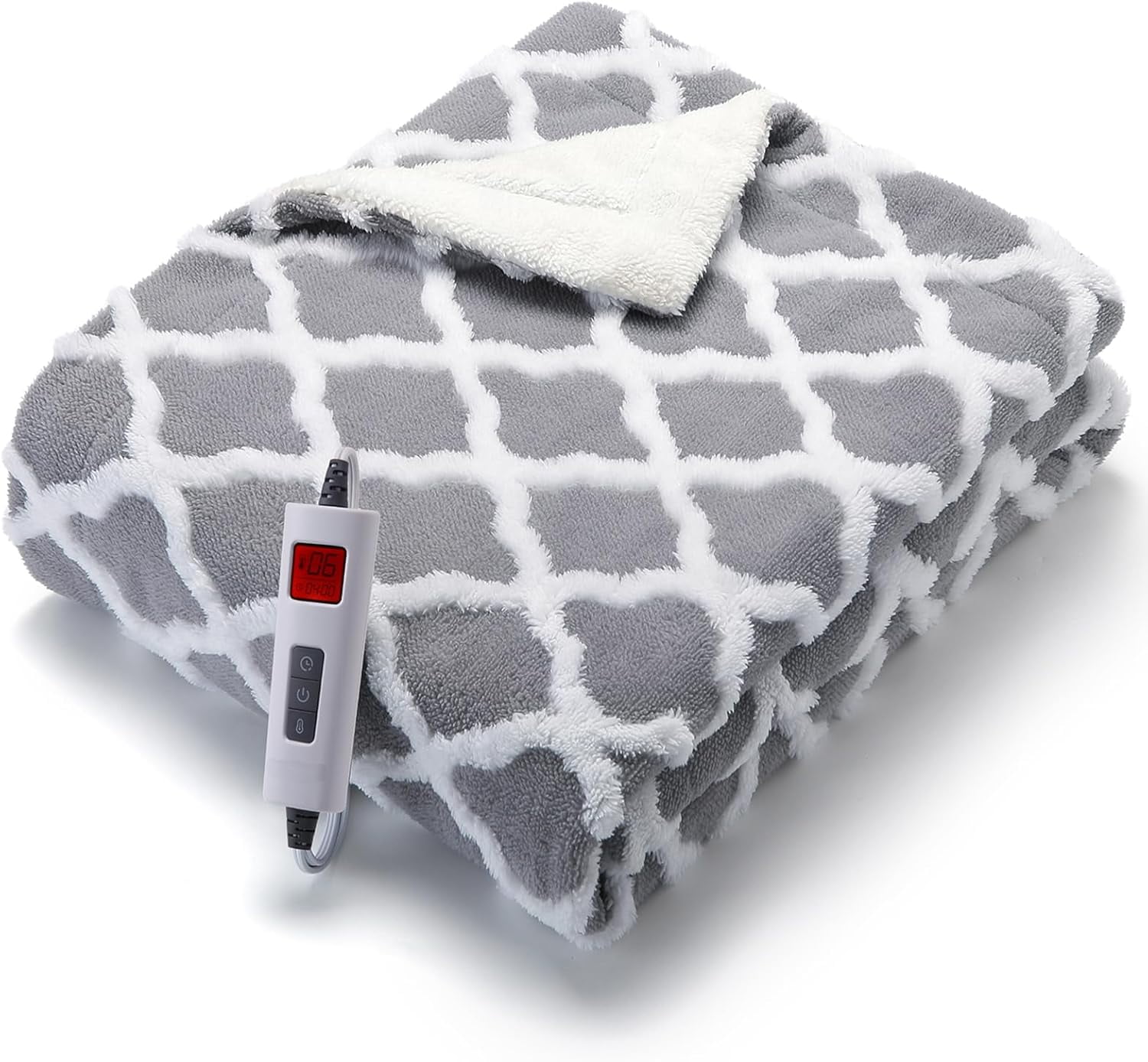 Electric Heated Throw Blanket | Soft Sherpa Full Size | LCD Control ...