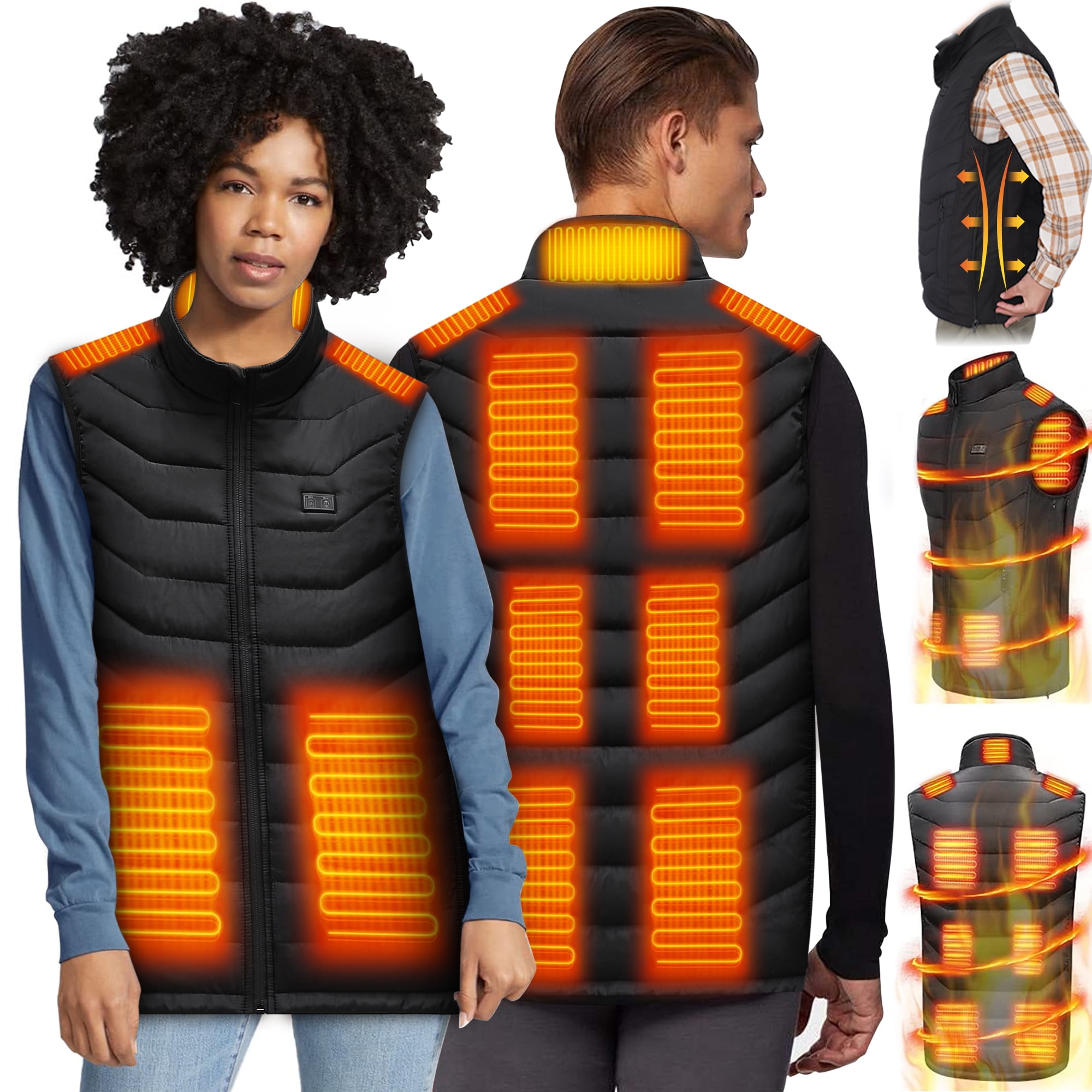 Sesslife Heated Water-Repellent Carbon Nanofiber, Outerwear Vests, Size ...