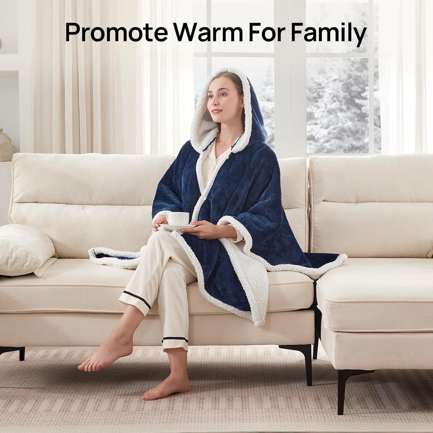 Electric Heated Wrap Poncho Shawl with Pockets, 6 Heating Levels & 2 to ...