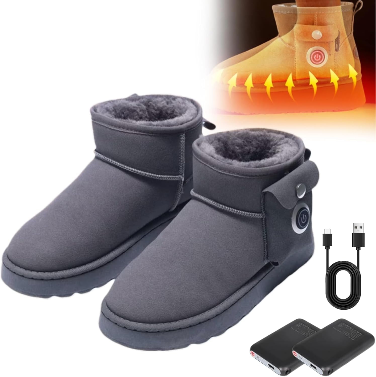 Electric Heating Boots, Stylish Heated Boots with Rechargeable Battery ...