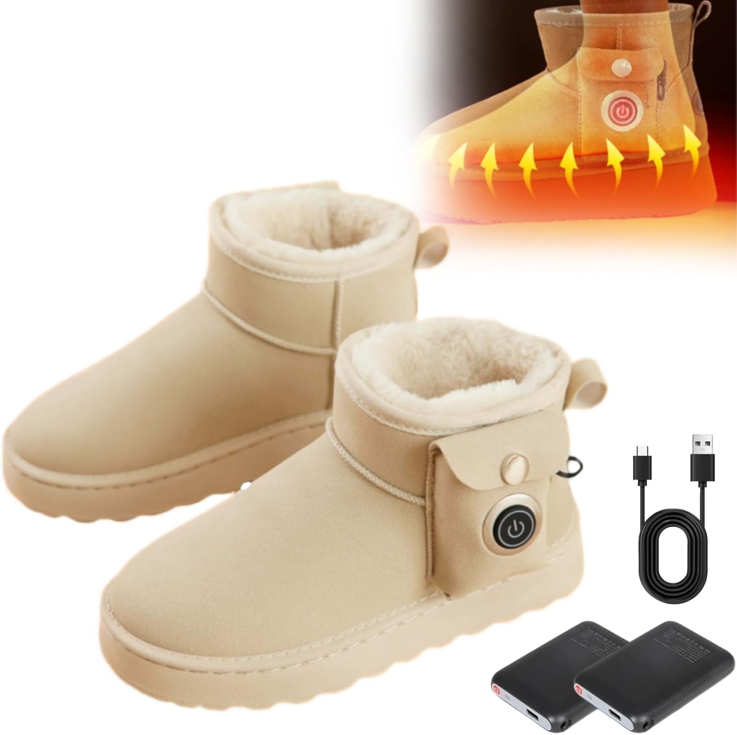 Electric Heating Boots, Stylish Heated Boots with Rechargeable Battery ...