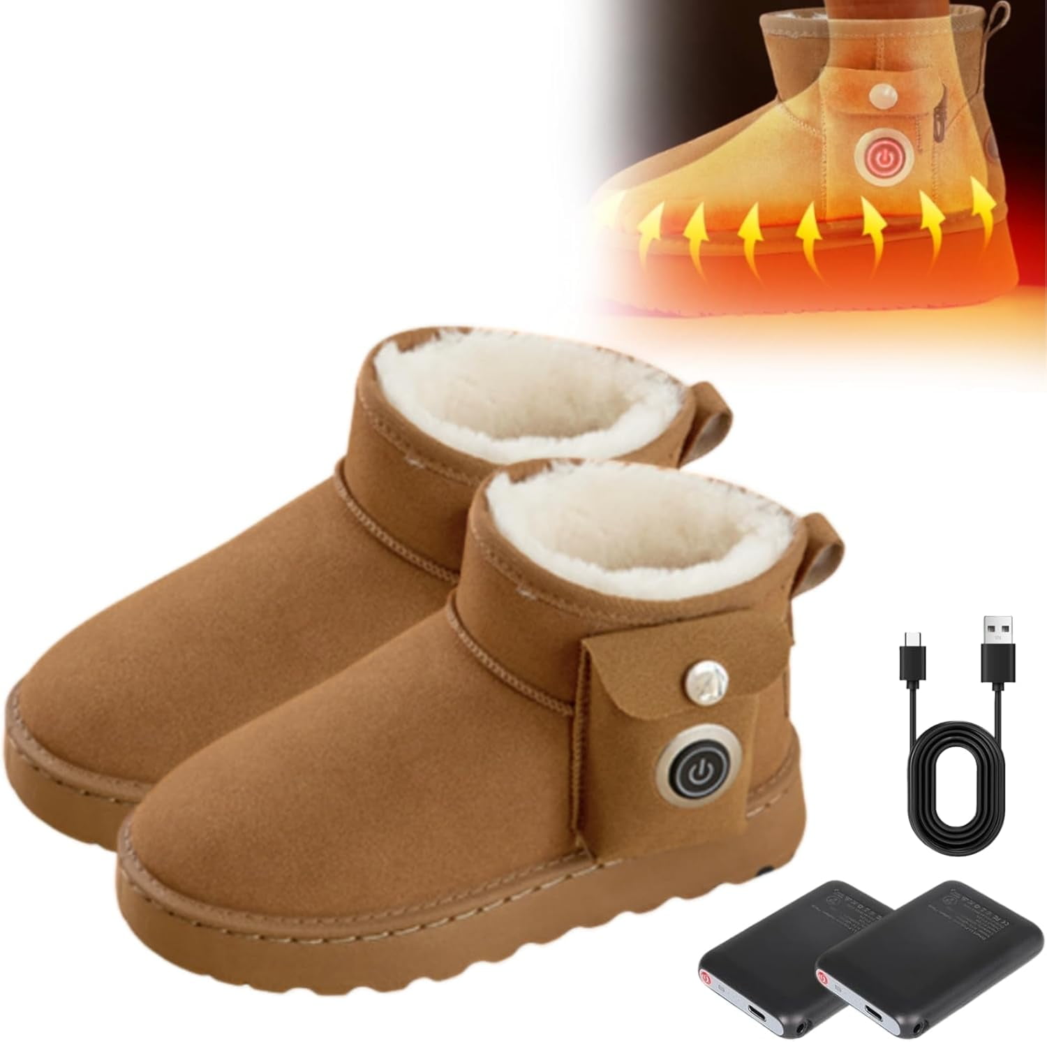 Electric Heating Boots, Stylish Heated Boots with Rechargeable Battery ...