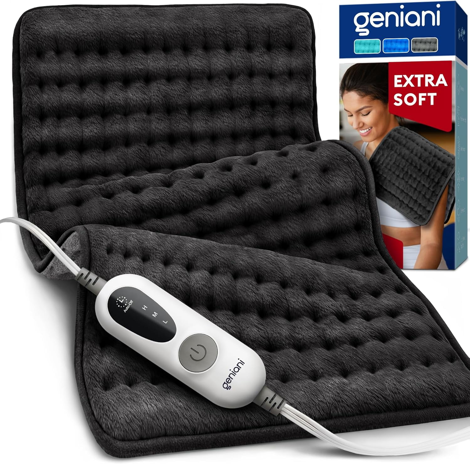 Geniani Electric Heating Pad for Back Pain & Cramps Relief, Heat Pad ...