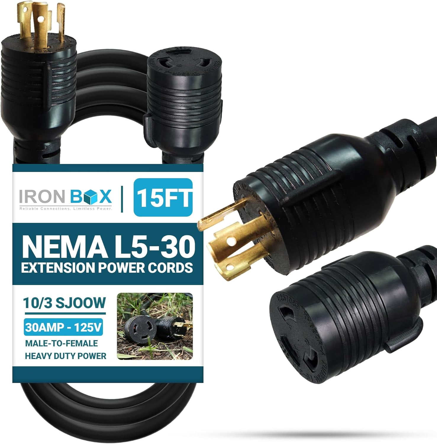 Electric - Heavy Duty NEMA L5-30 Extension Power Cord - 30A/125V UL Listed Extension Cord ...