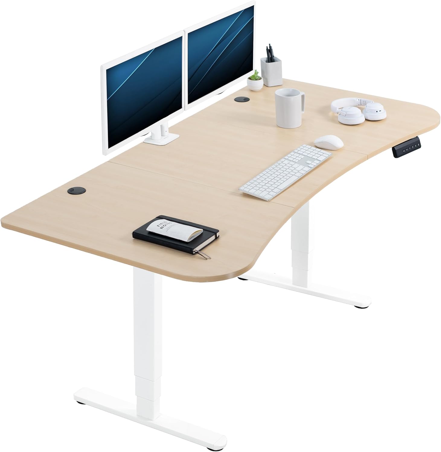 Electric Height Adjustable 71 x 36 inch Memory Stand Up Desk White ...