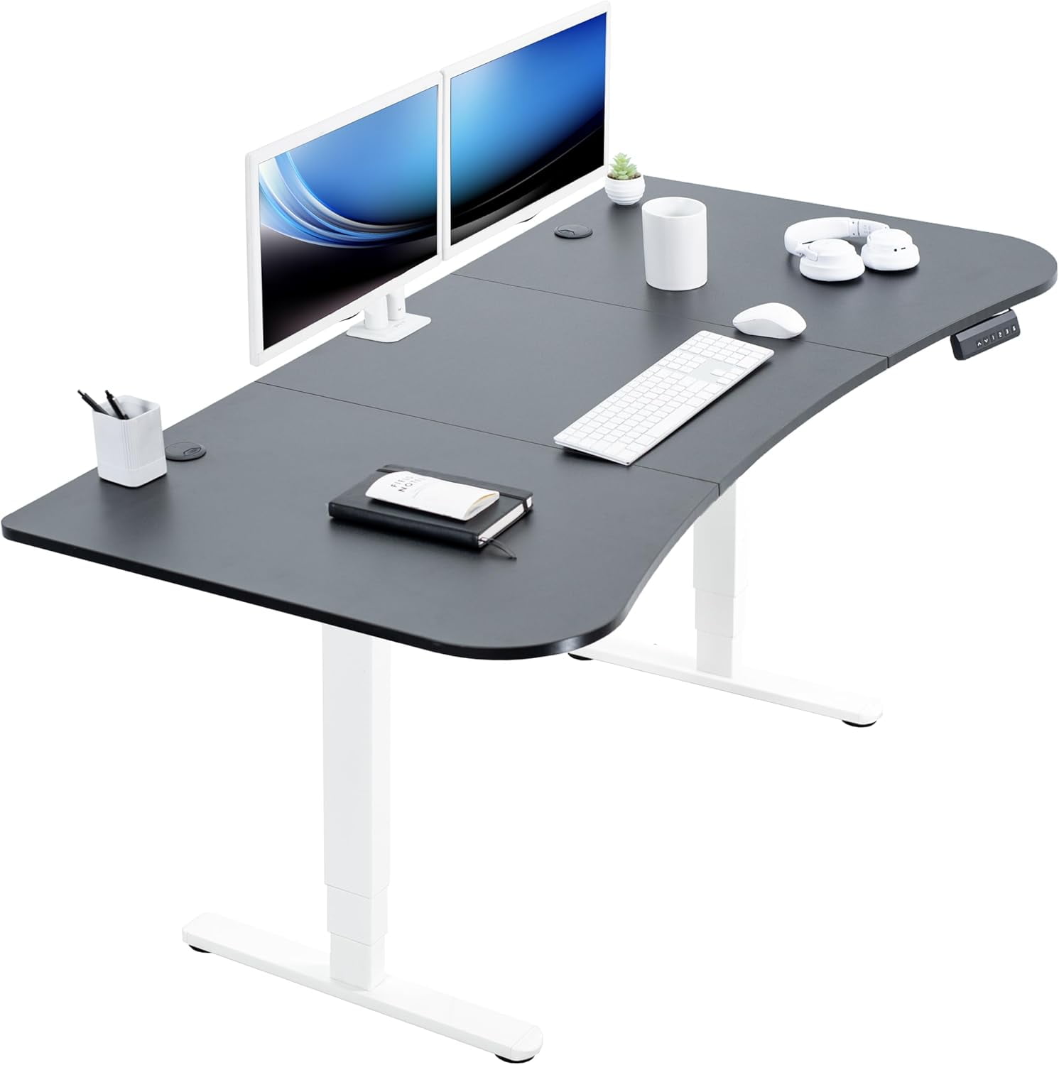 Electric Height Adjustable 71 x 36 inch Memory Stand Up Desk White ...