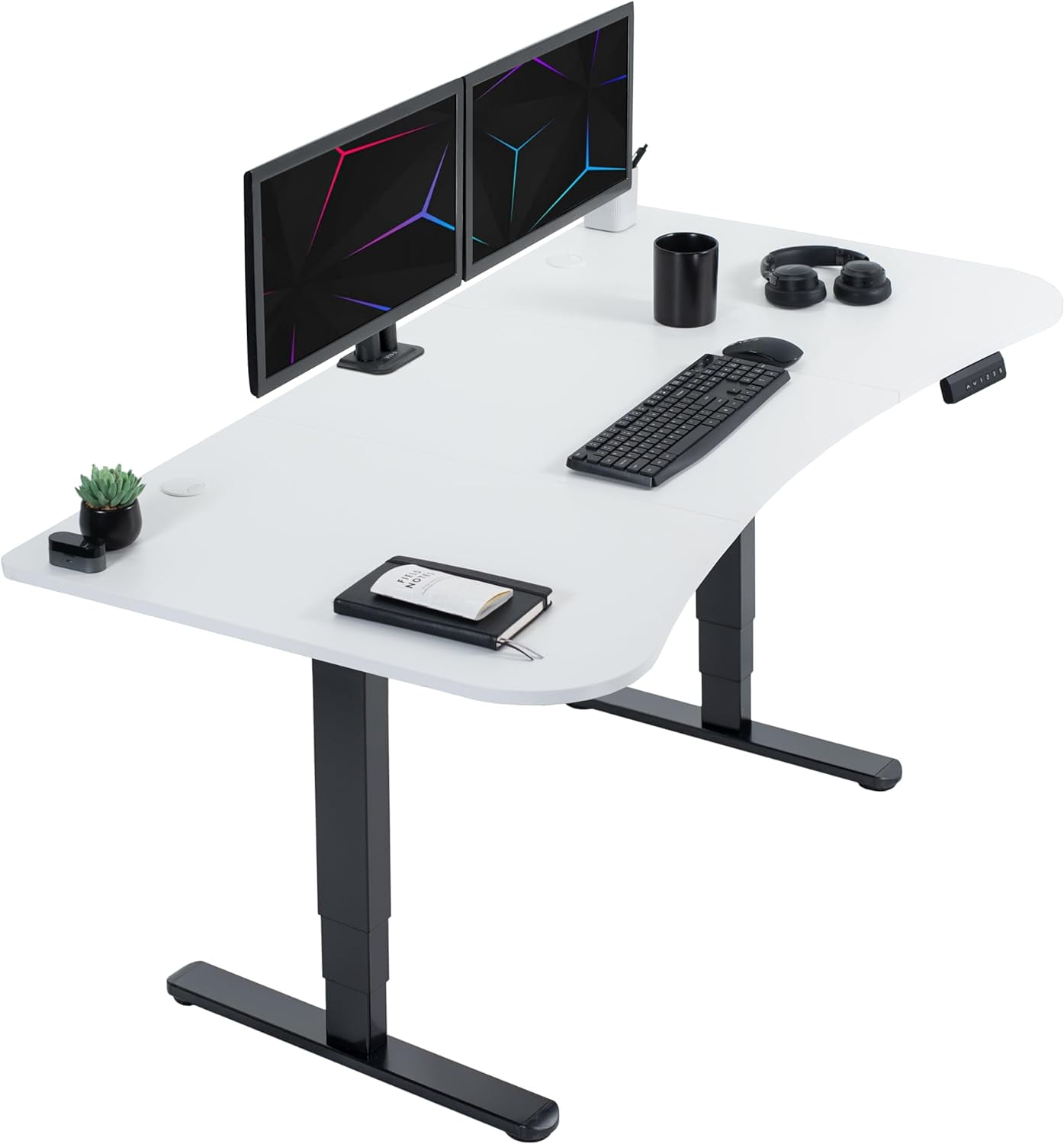Electric Height Adjustable 71 x 36 inch Memory Stand Up Desk White ...