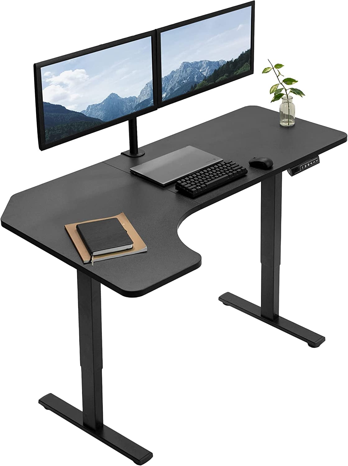 Electric Height Adjustable L Shaped 58 x 35 inch Corner Standing Desk ...