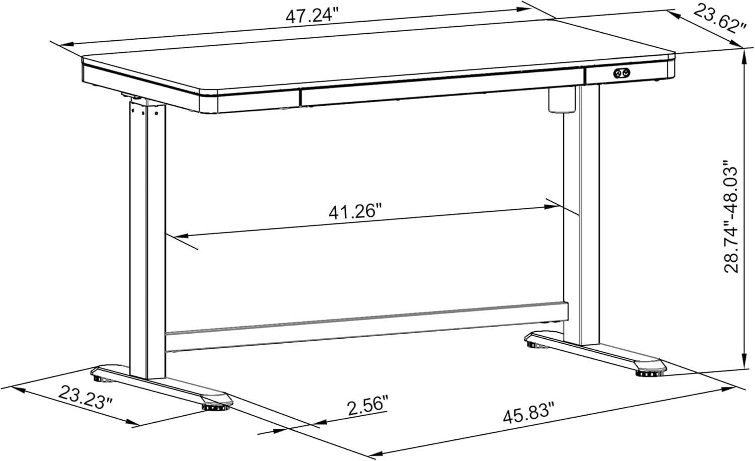 Electric Height-Adjustable Standing Desk, 48 inch, Black - Walmart.com