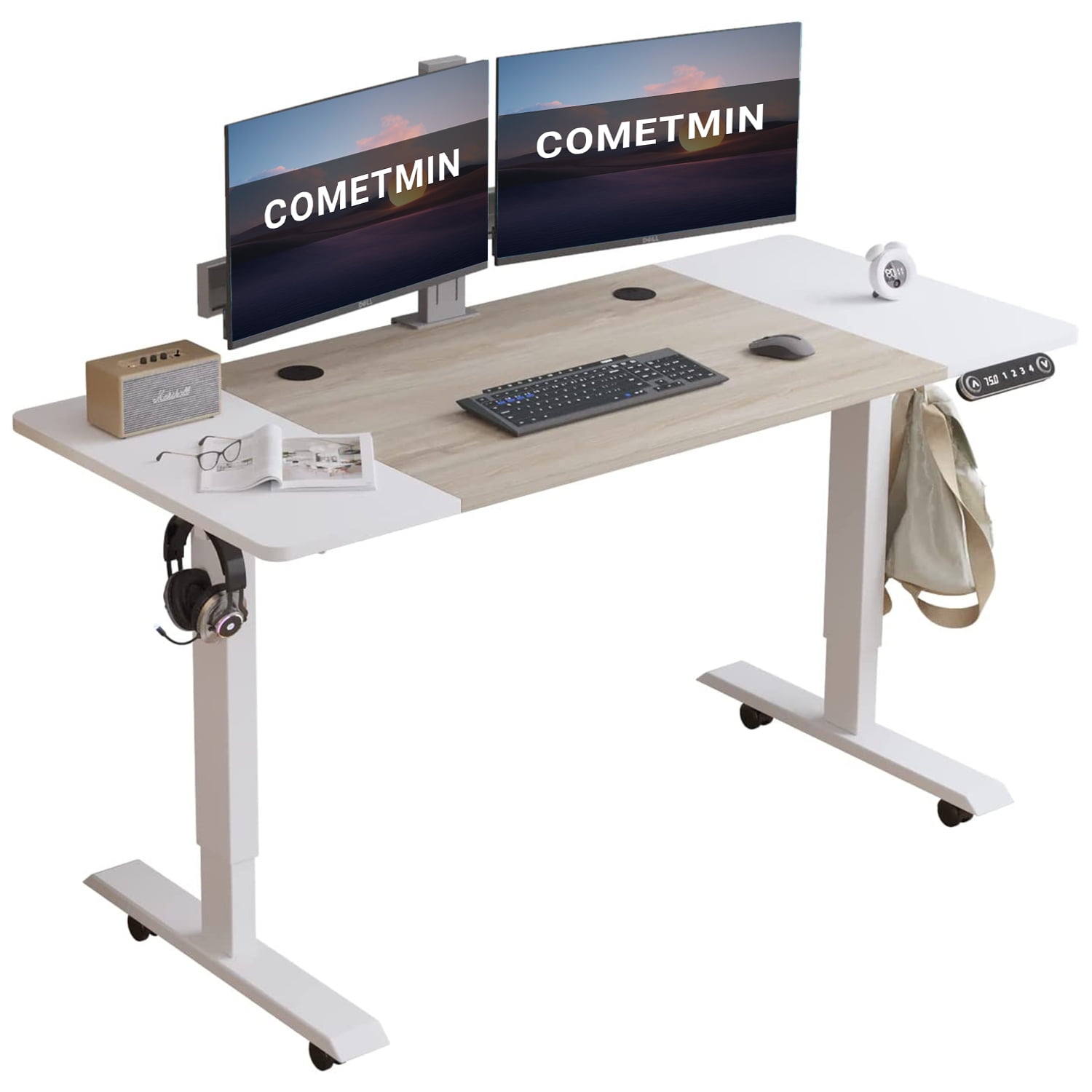 CometMin Electric Height Adjustable Standing Desk, 55x24" Ergonomic ...