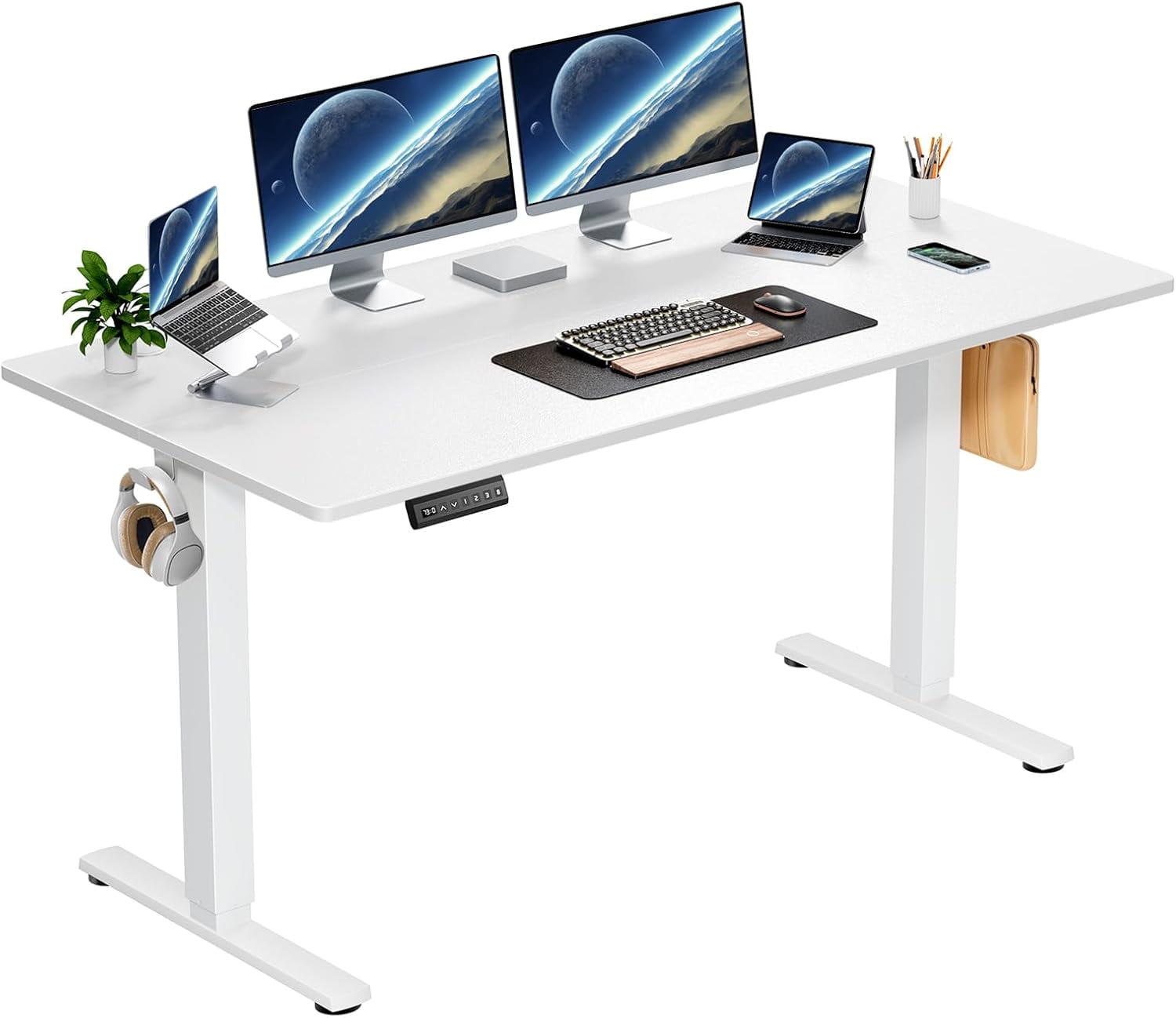 Electric Height Adjustable Standing Desk, 55x24 Inches, Ergonomic Sit ...