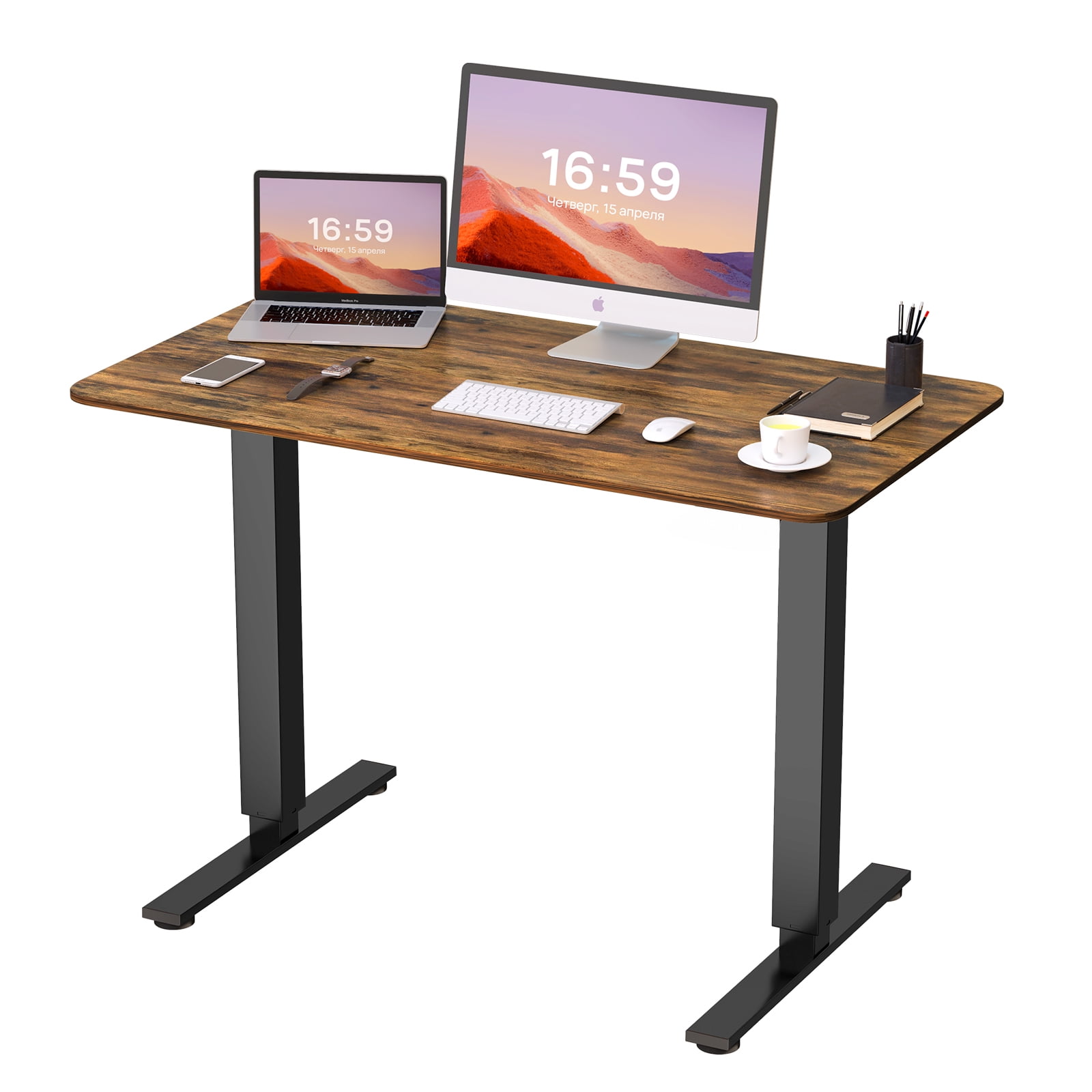 Electric Height Adjustable Standing Desk Large 55 x 24 Inches Sit Stand ...