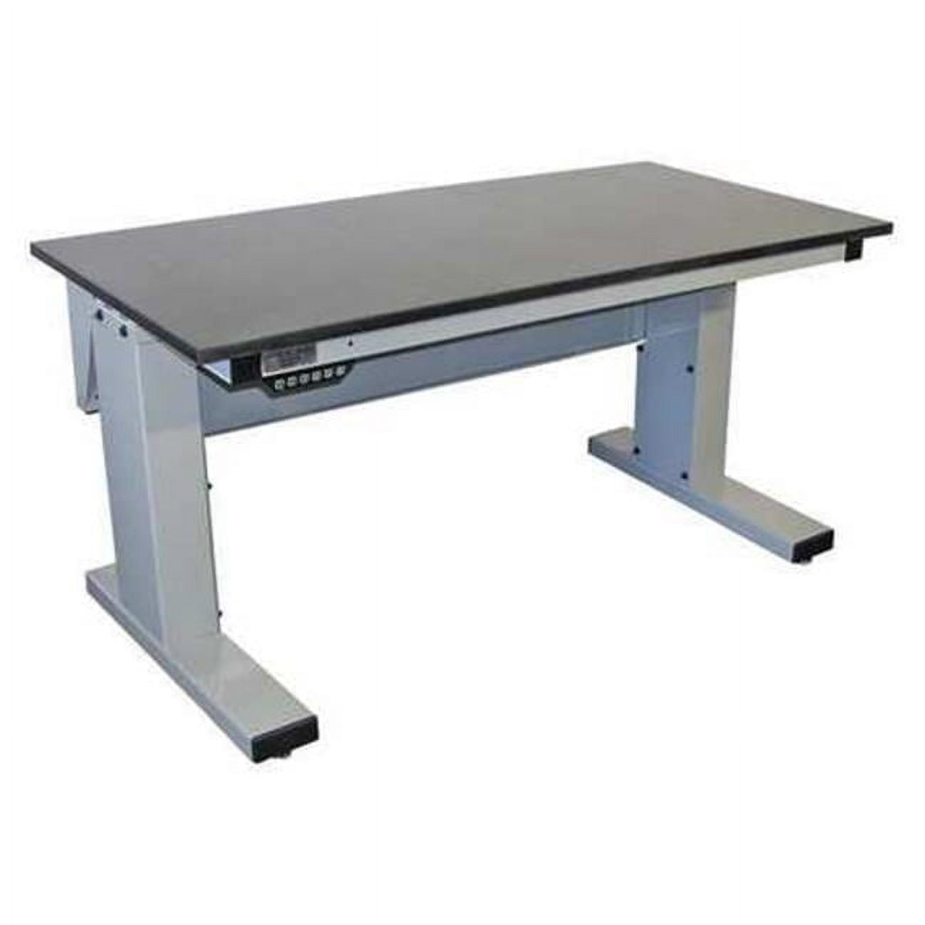 Electric Height Adjustable Workstation, Black Epoxy Resin, Light Gray ...